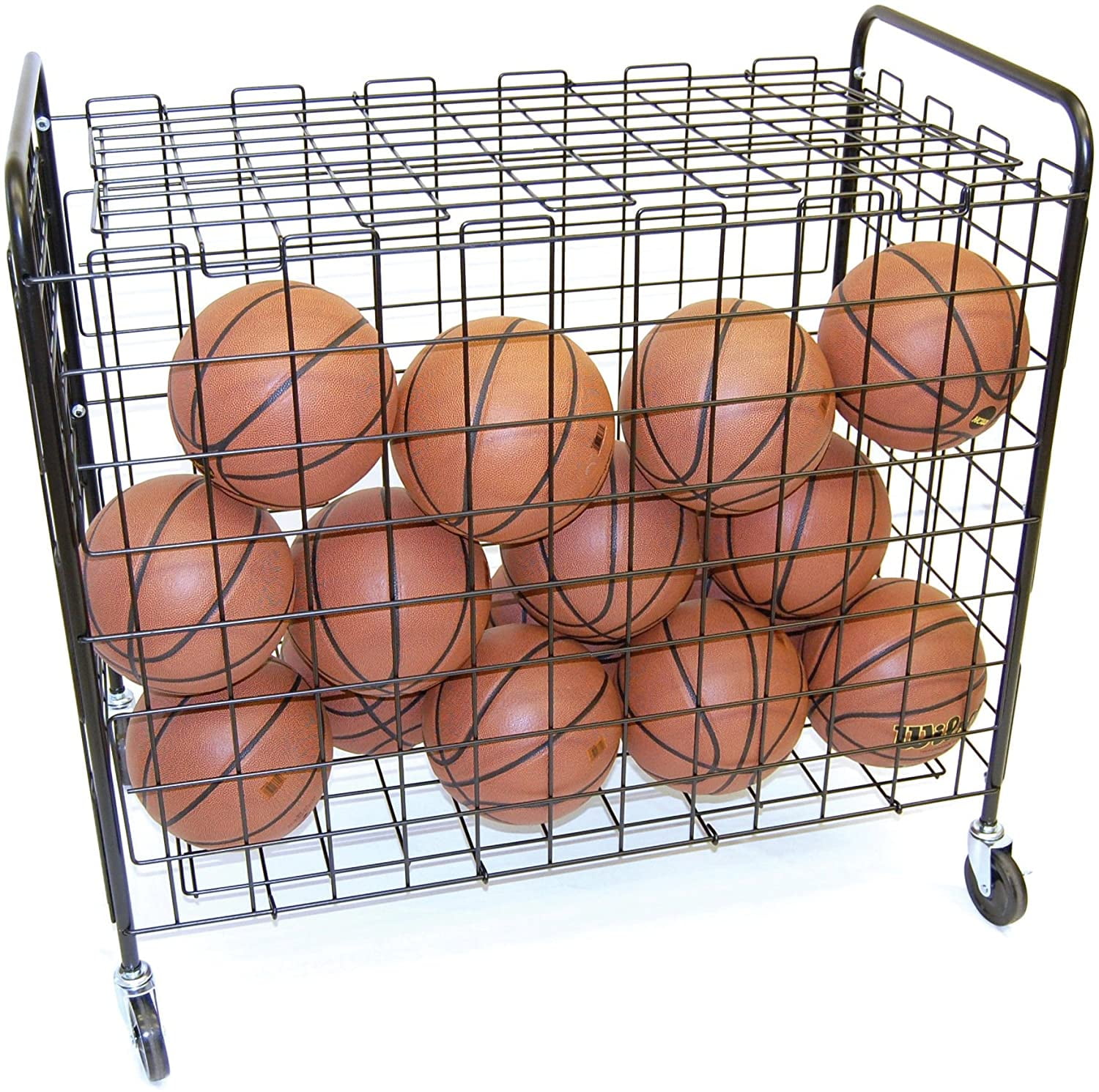 Trigon Sports Sports Lockable Ball Storage Cart, Basketball Storage Bin ...