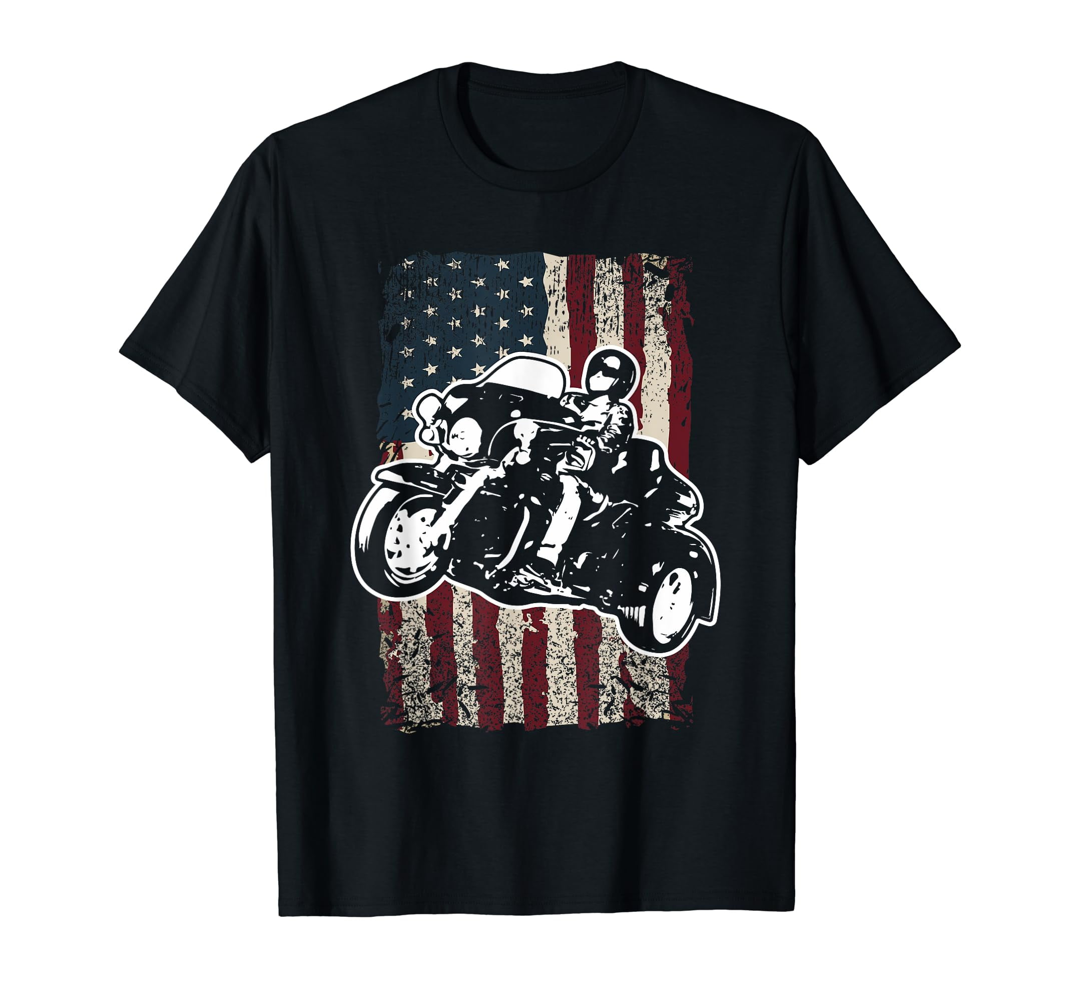 Triker Motorcycle Patriotic American Flag Trike Biker Gift T-Shirt ...