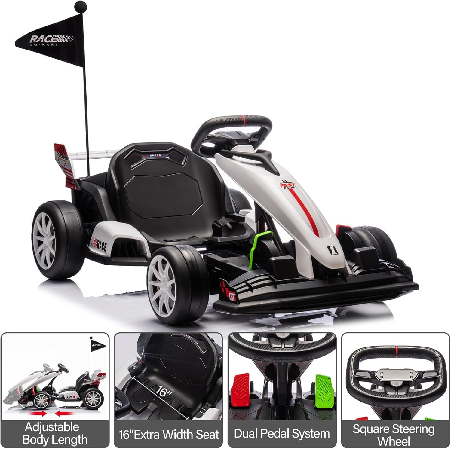 Trilenars 24V Ride On Go Kart for Kids,Go Kart Electric Ride On Car ...