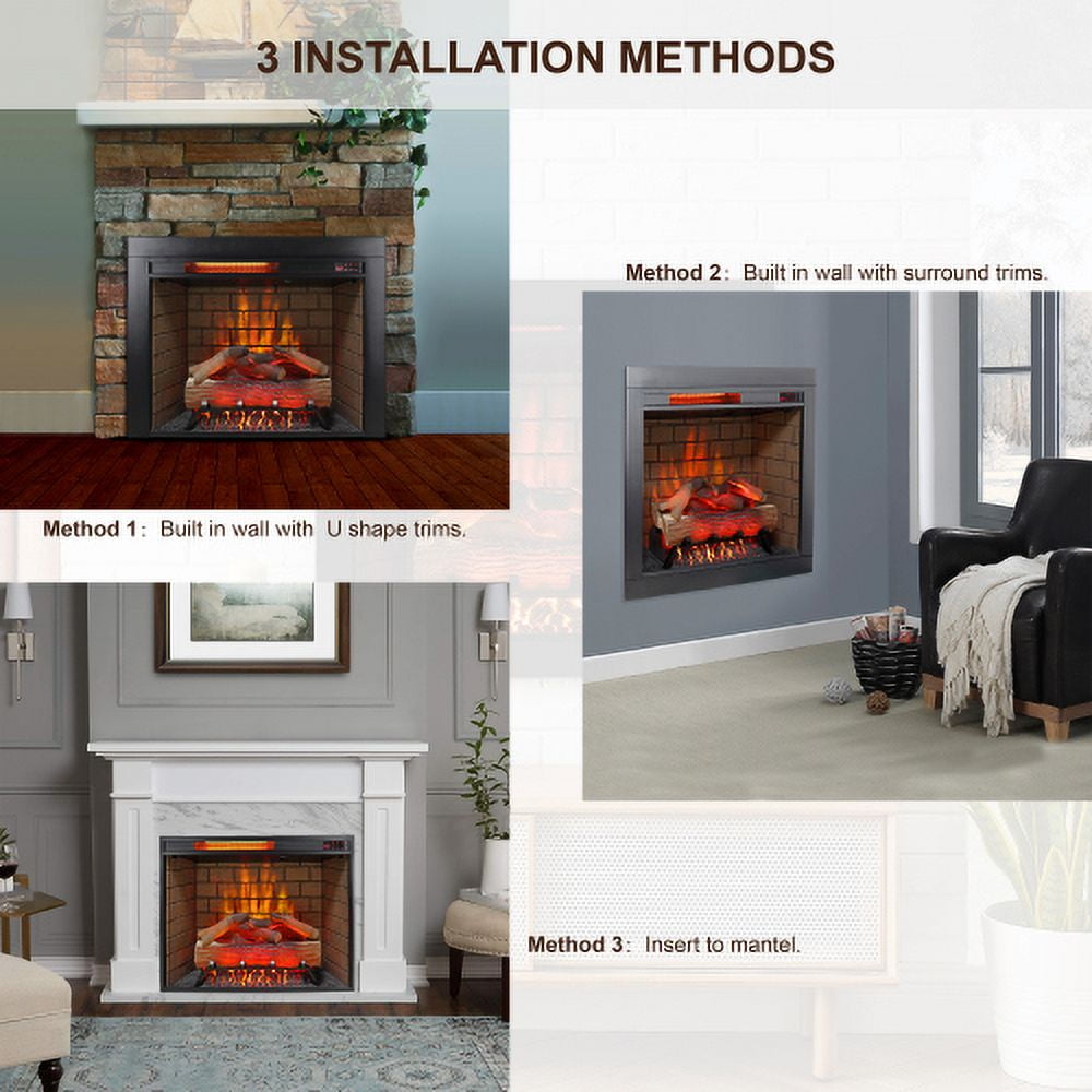 Trilenars 28 Inch Electric Fireplace Insert, Recessed Mounted Fireplace ...
