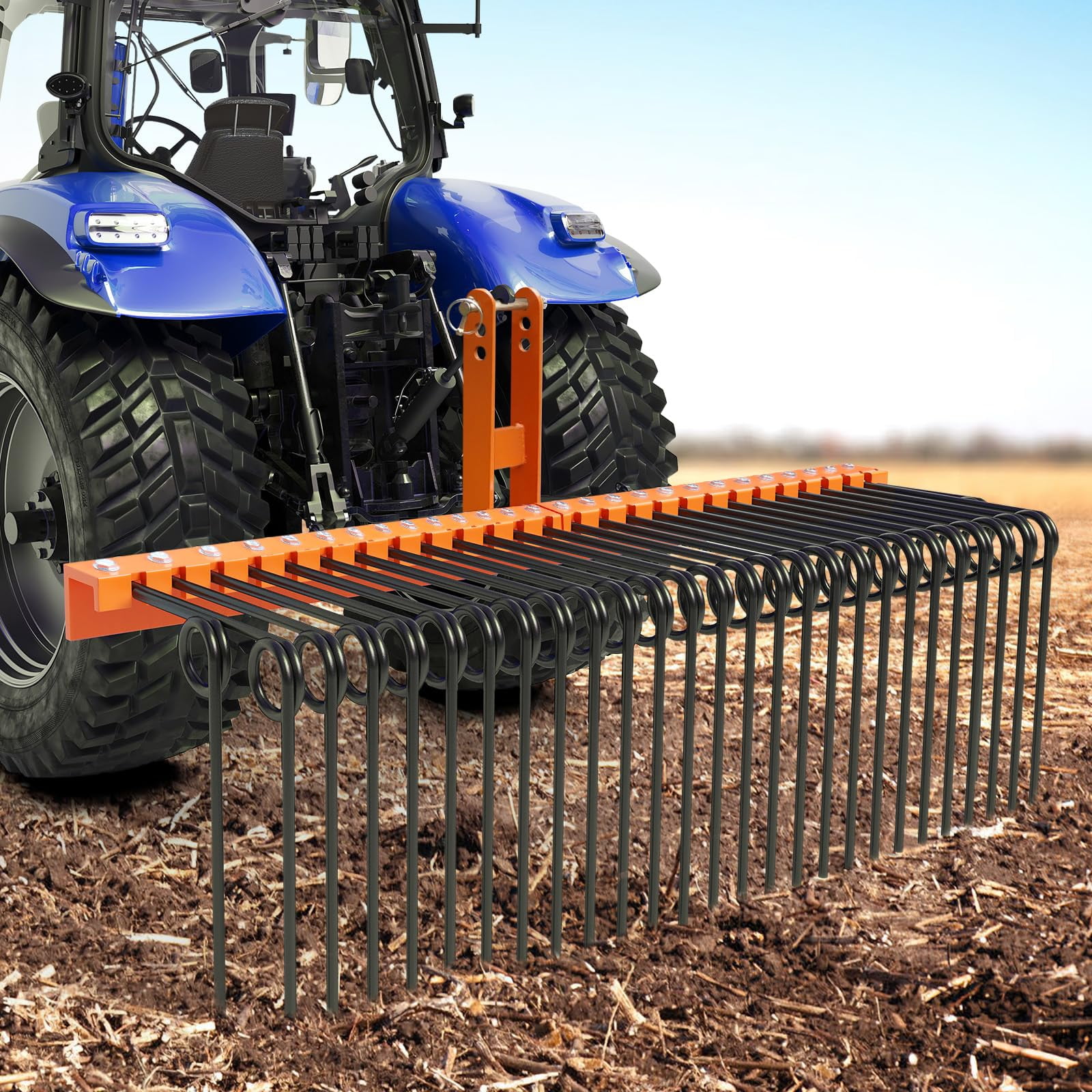 Trilenars 72-Inch Pine Straw Rake, Tractor Landscape Rake, Heavy Steel ...
