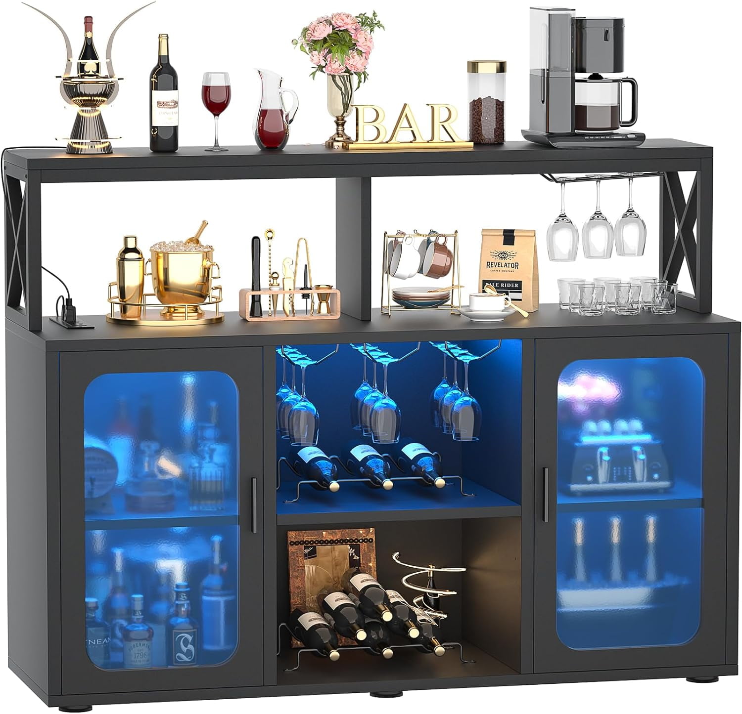 Trilenars Chipboard Wine Cabinet, Bar Cabinet, Storage Buffet Side ...