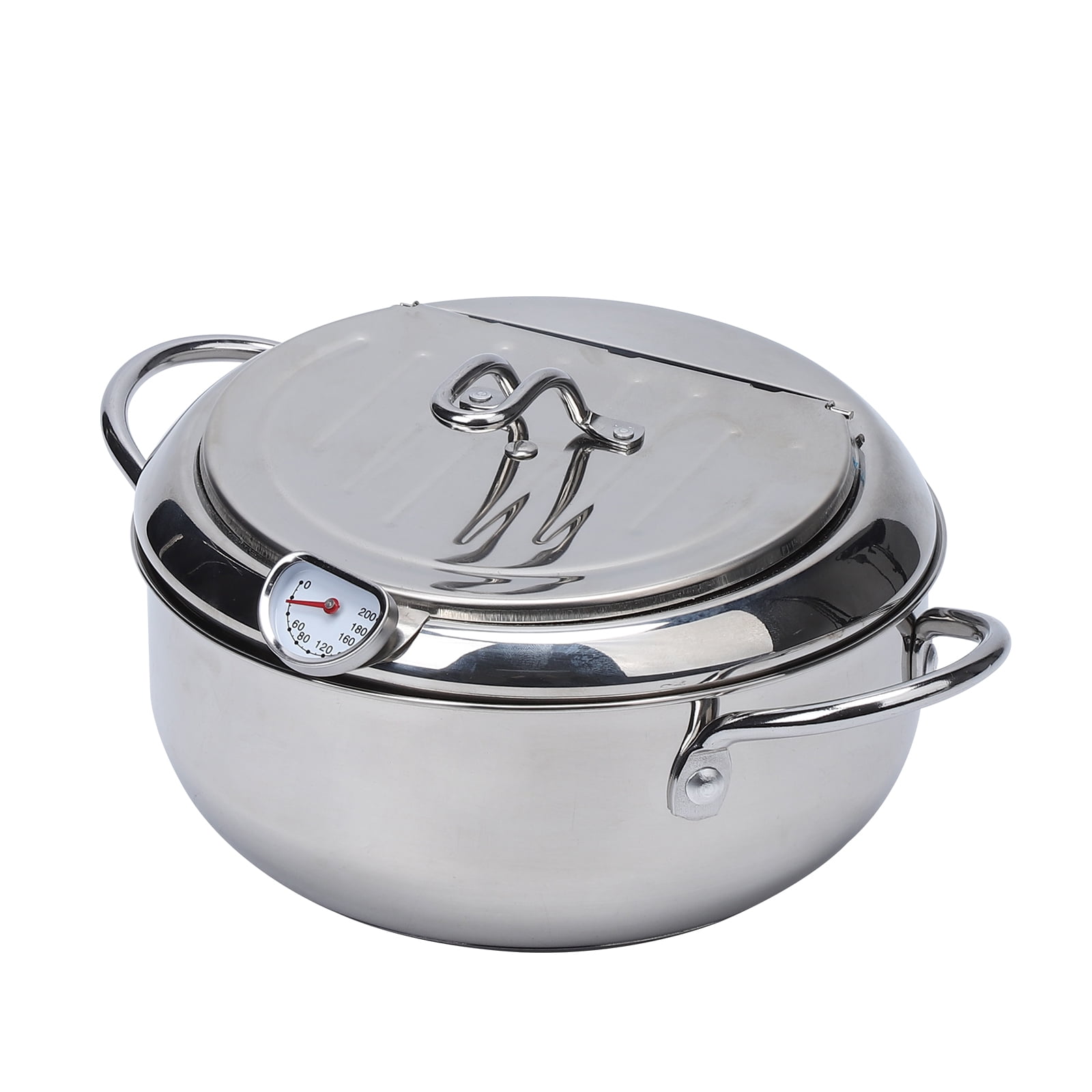 Trilenars Deep Fryer Pot Tempura Frying Pan 304 Stainless Steel Flat ...