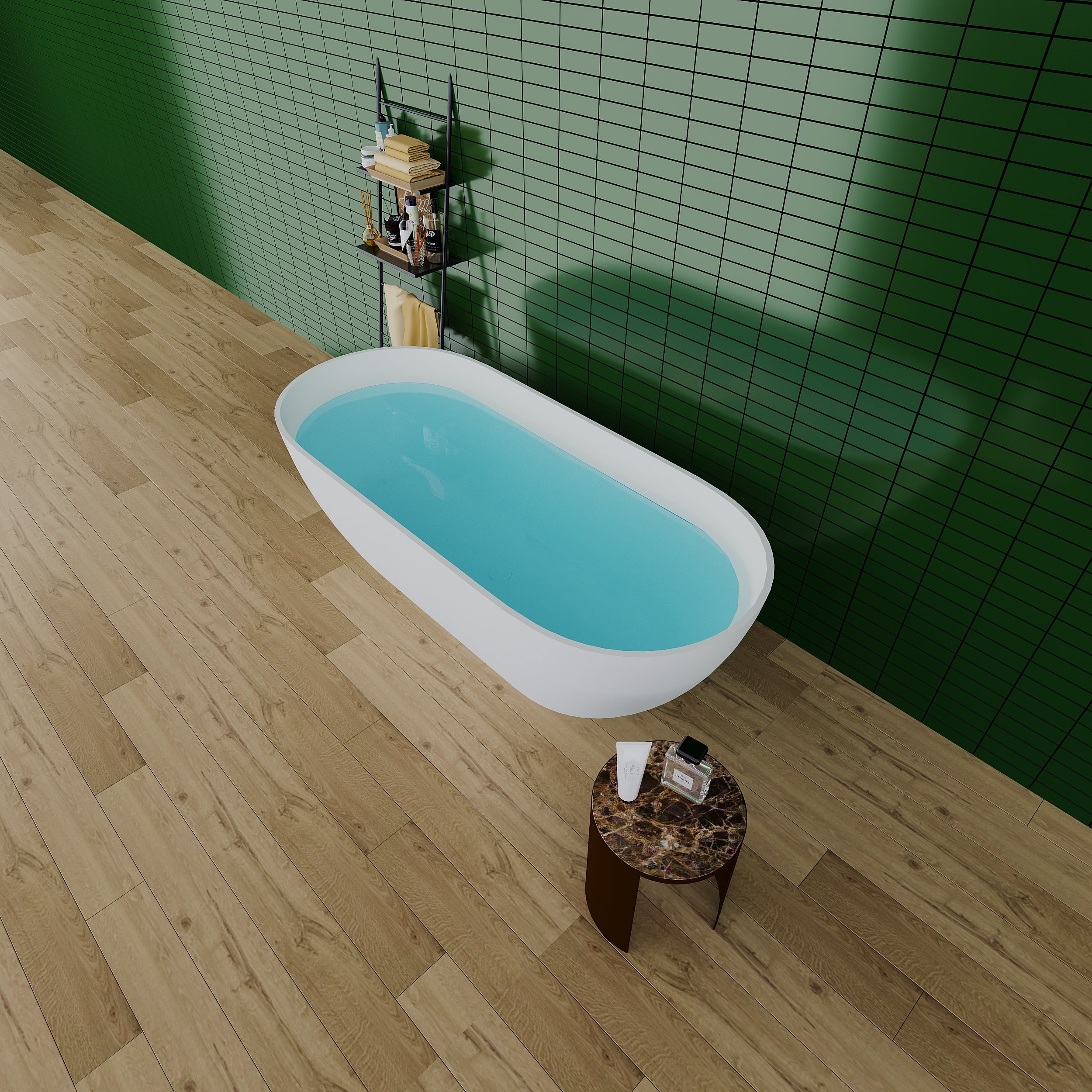 Trilenars Free Standing Bathtub, Minimalist Design Oval Shape Soaking ...