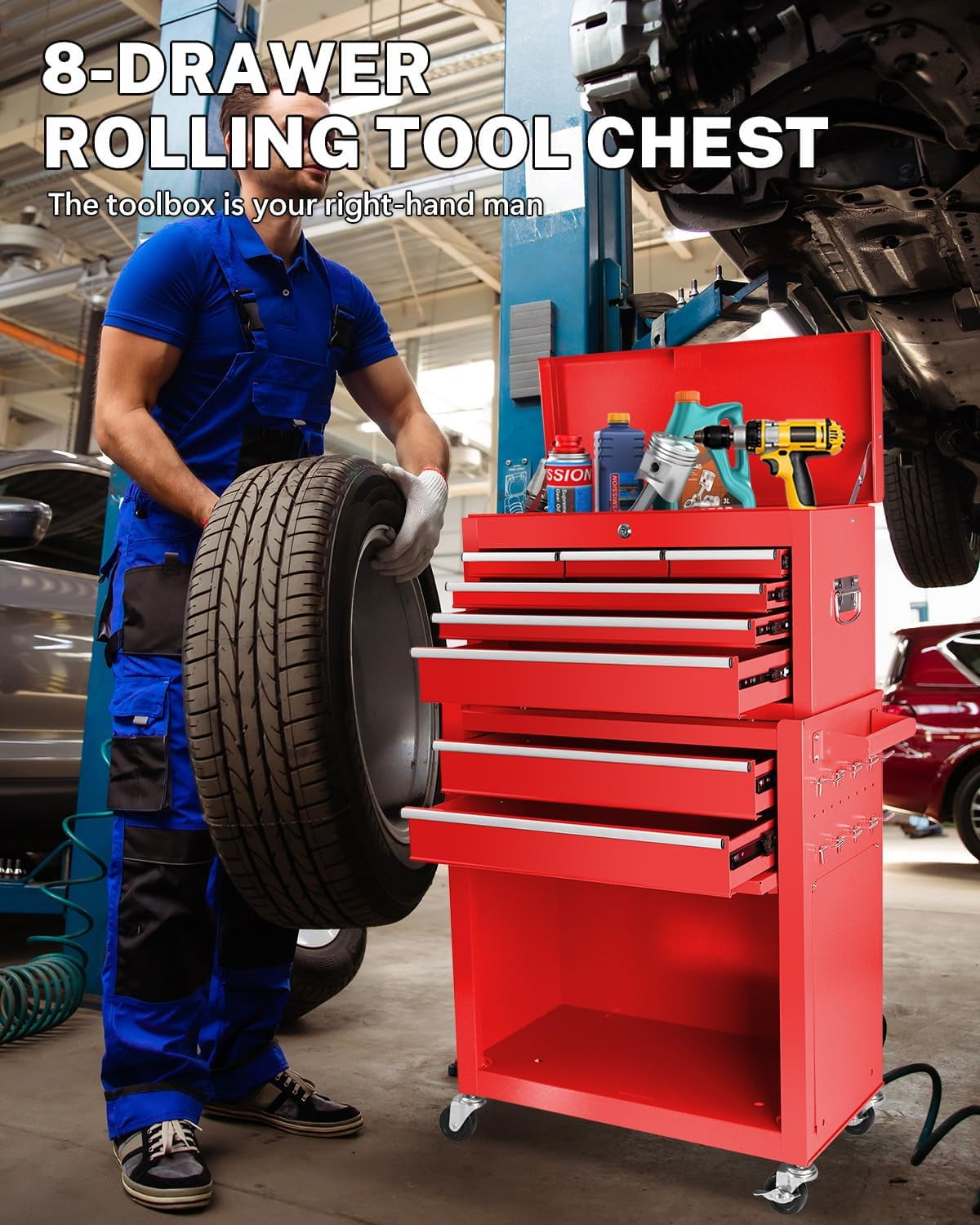 Trilenars High Capacity Rolling Tool Chest,8-Drawer Rolling Tool ...