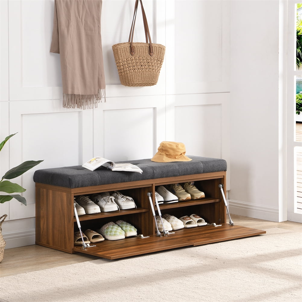 Trilenars Modern Shoe Storage Bench, Entryway Shoe Bench with Cushion ...