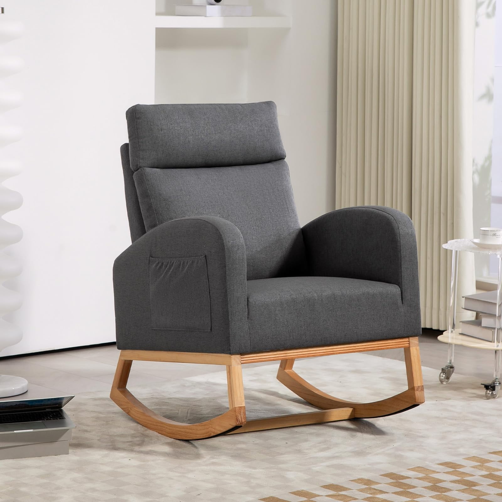 Trilenars Nursery Rocking Glide Chair, Velvet Rocking Chair, Rocking ...