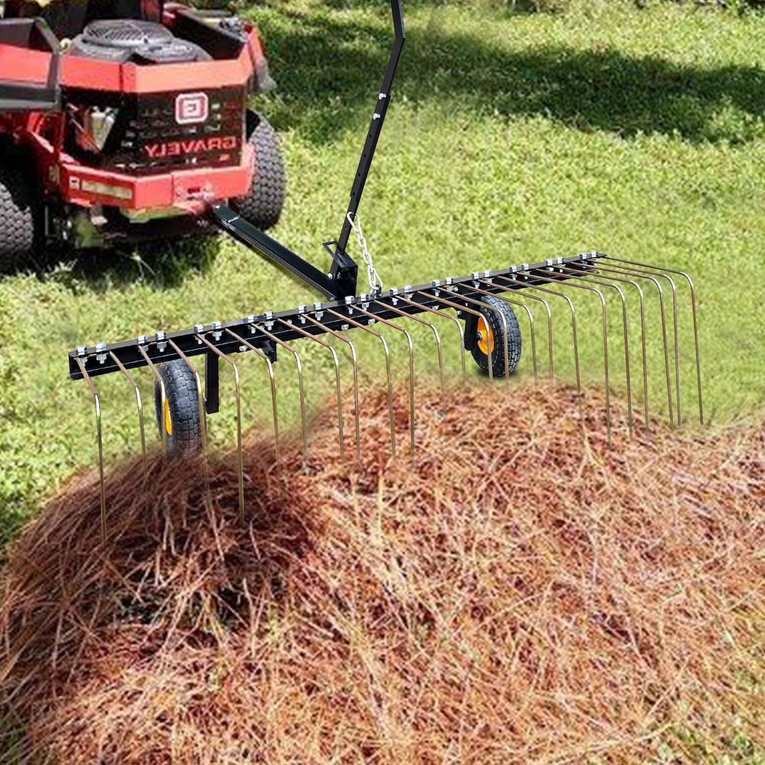 Trilenars Pine Straw Rake, 60 Inch Lawn Mower Pull, Lawn Tractor ...