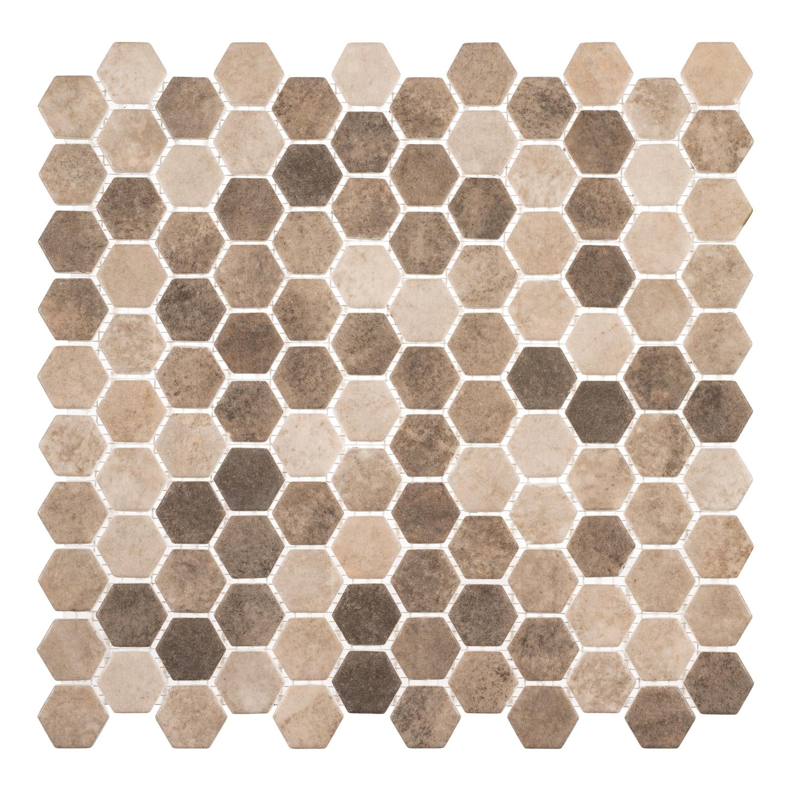 Trillions Honey Brown Honeycomb Stone Look Matte Glass Mosaic Wall and ...