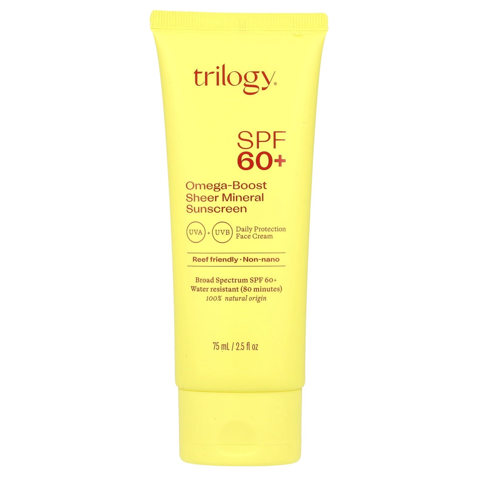 Trilogy Omega-Boost Sheer Mineral Sunscreen, SPF 60+, 2.5 fl oz (75 ml ...