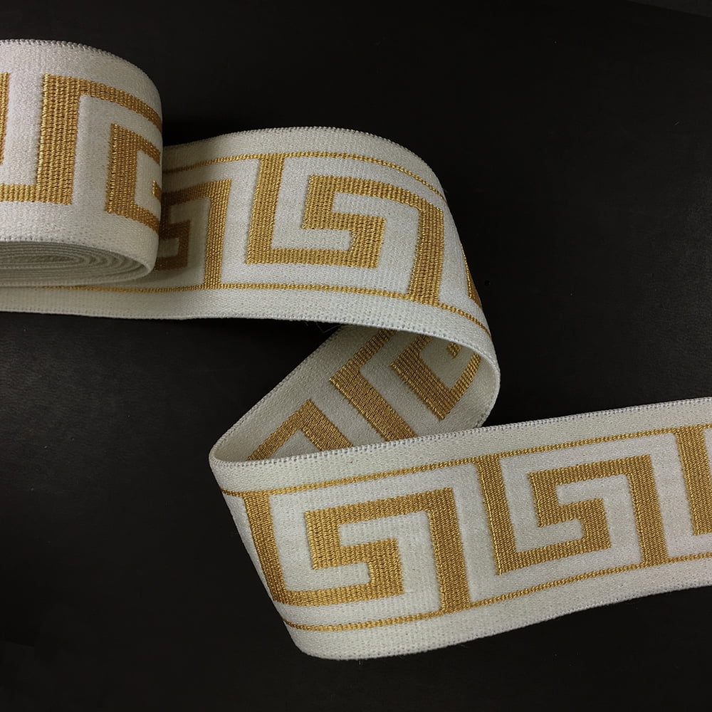 Trim 4-Yards 40mm Greek Key Elastic Stretch Ribbon, Stretch Elastic ...