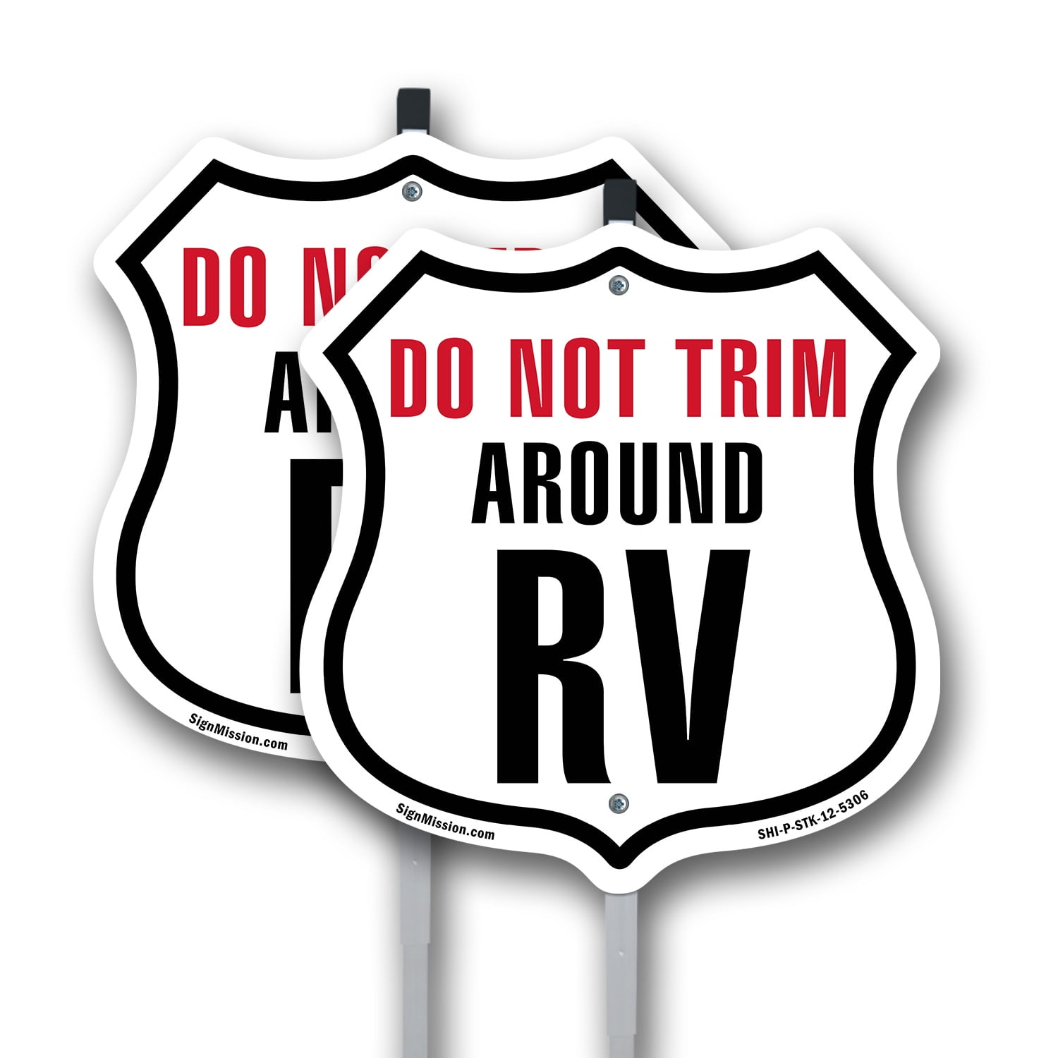 Do Not Trim Around RV (2 Pack) 12 inch X 12 inch Shield Shaped ...