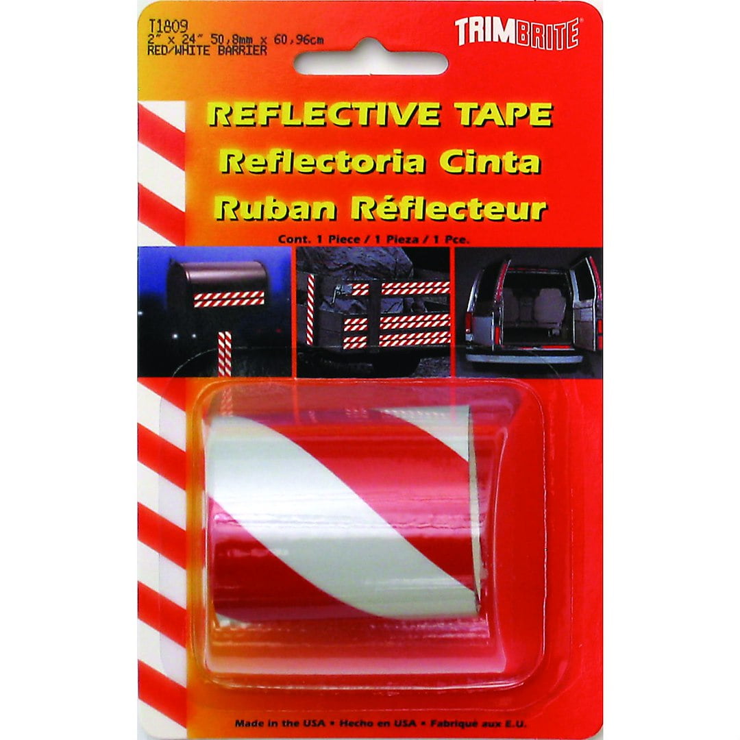 Trim Brite T1809 Reflective Tape Barrier Stripes, 2" x 24", Red & White ...