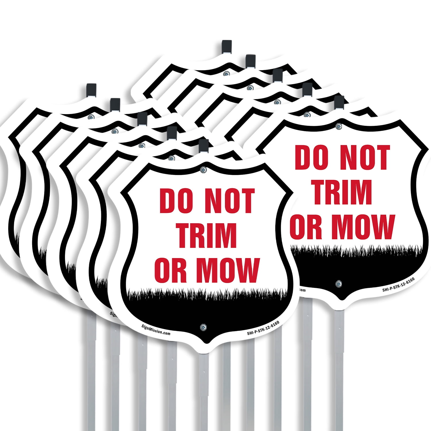 Do Not Trim Or Mow (10 Pack) 12 inch X 12 inch Shield Shaped Commercial ...
