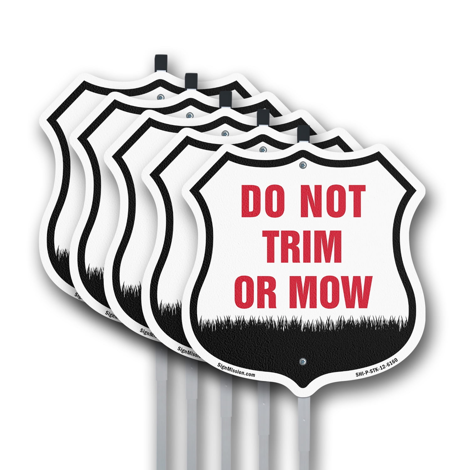 Do Not Trim Or Mow (5 Pack) 12 inch X 12 inch Shield Shaped Commercial ...