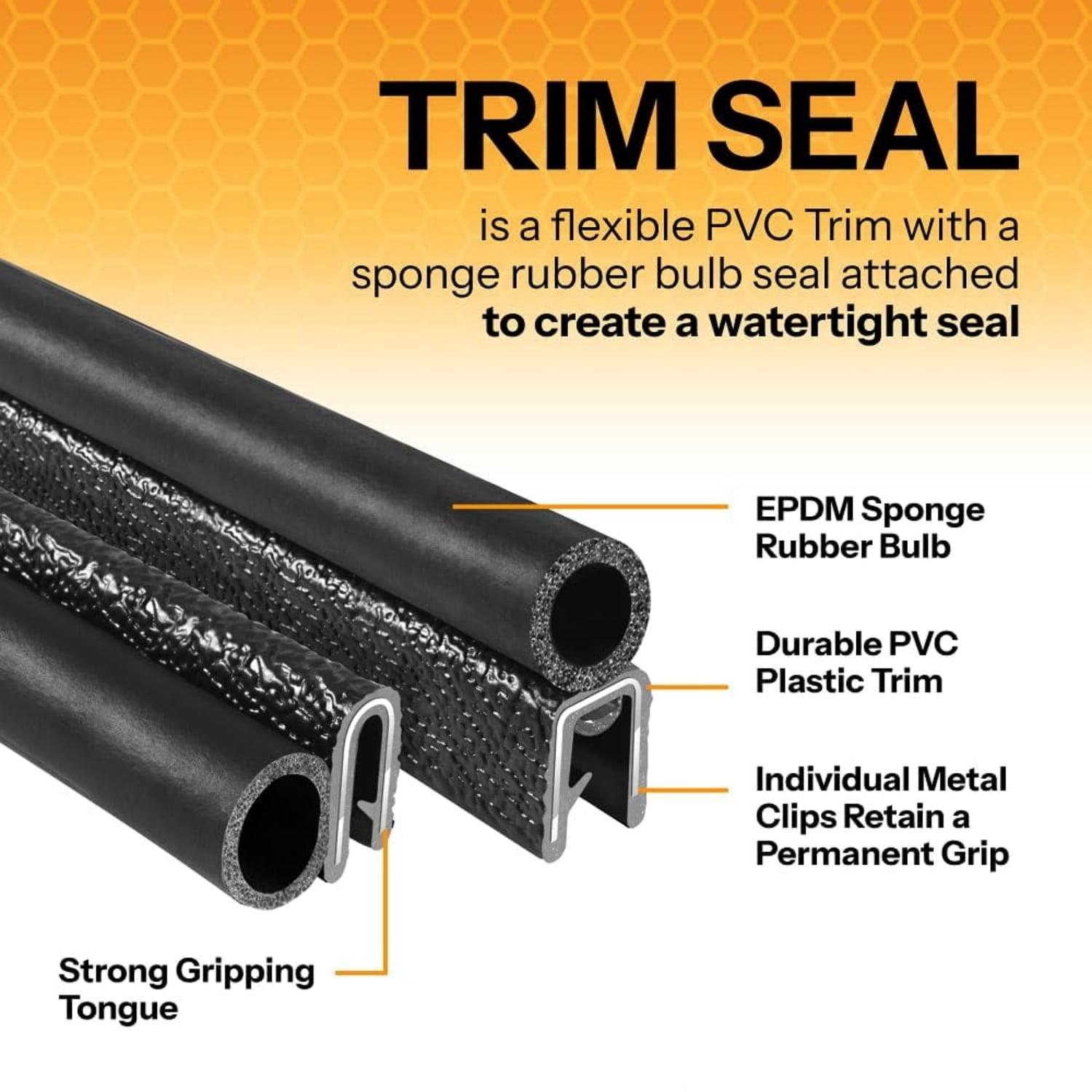 Trim Seal with Side Bulb - Fits 0.437" Bulb, 1/16" Edge, 9/16" Leg, 25 ...