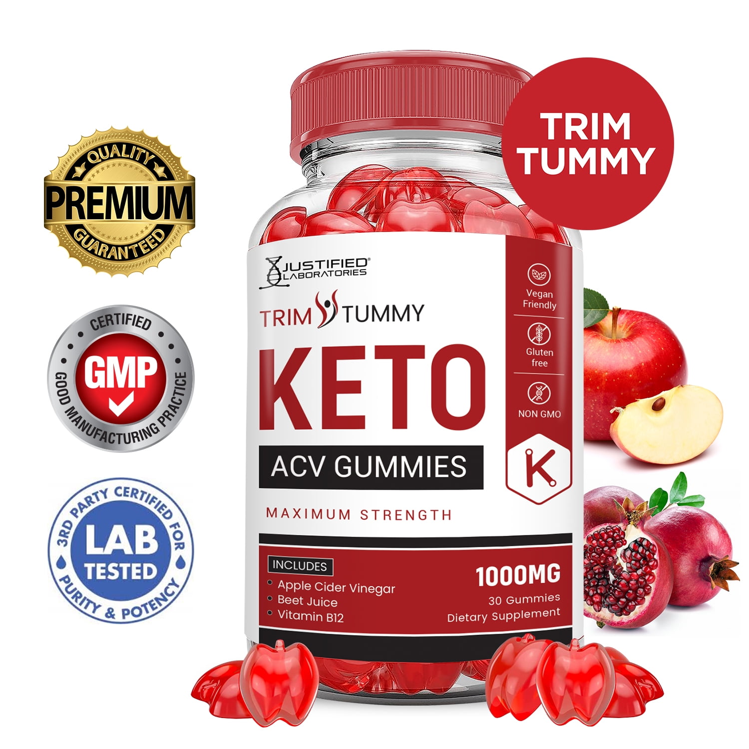 Trim Tummy Keto ACV Gummies 1000MG Dietary Supplement 60 Gummys ...