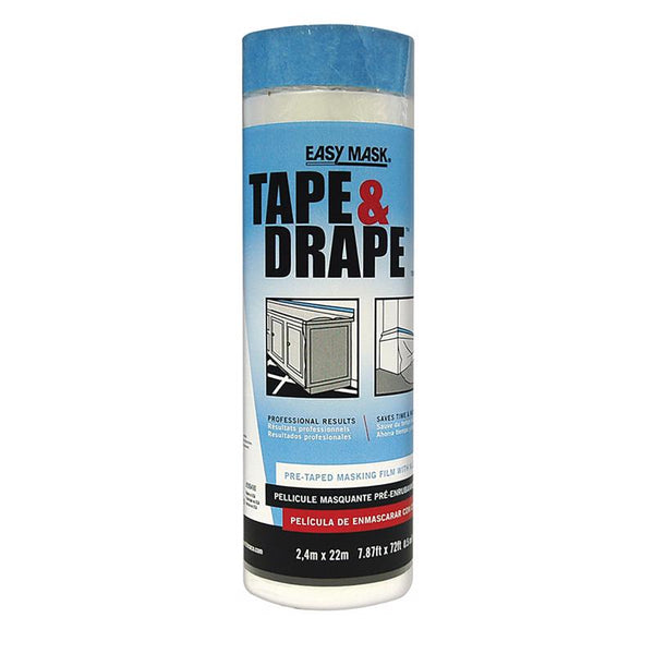 Trimaco Easy Mask 8 W x 8 ft. L x 0.5 mil Plastic Pre-Taped Painter's ...