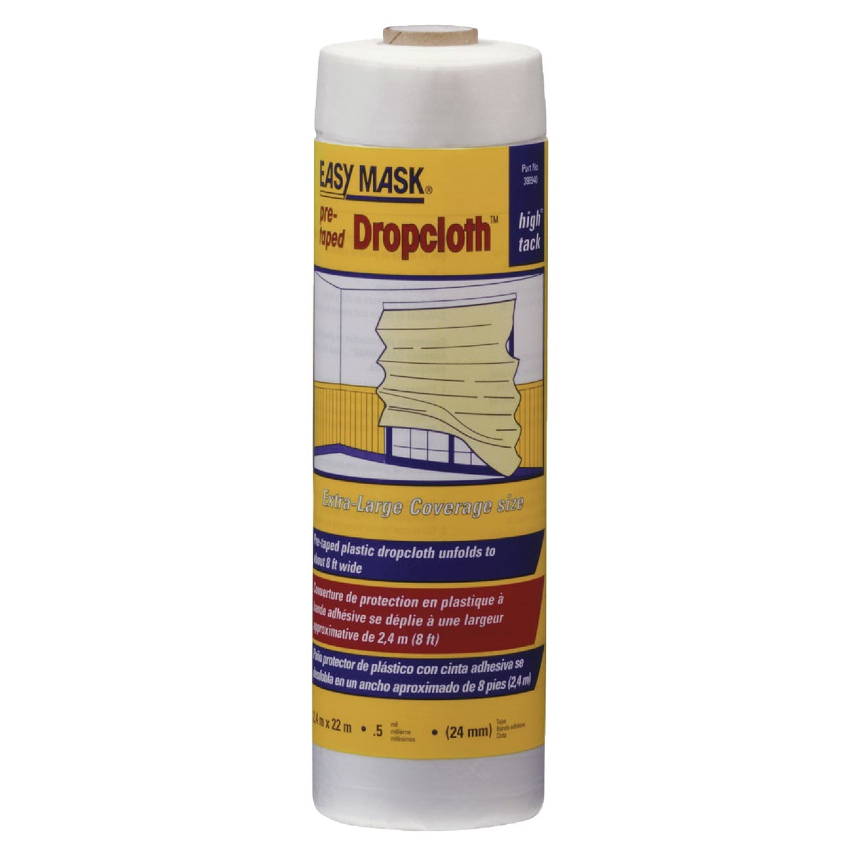 Trimaco Easy Mask Pre-Taped Plastic 8 Ft. x 75 Ft. 1/2 mil Drop Cloth ...