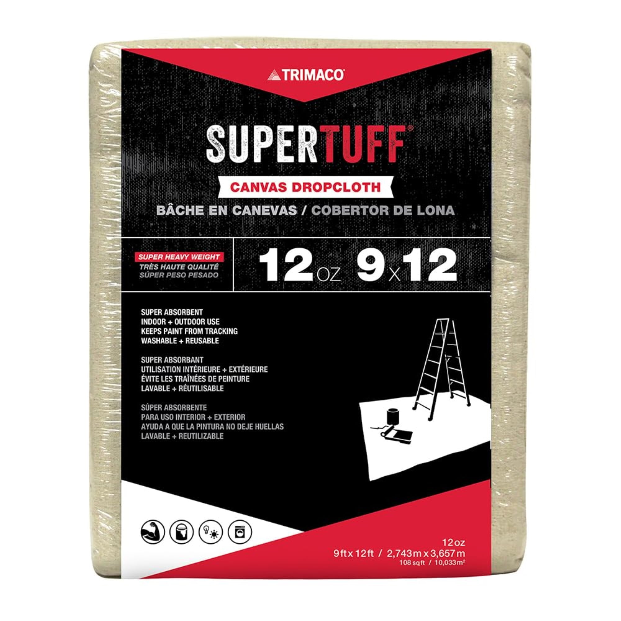 Trimaco Supertuff 9 Ft. W X 12 Ft. L 12 Canvas Drop Cloth 1 Pk ...