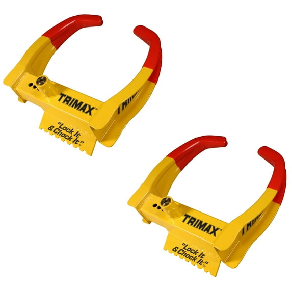 Trimax Deluxe Universal Anti Theft Trailer Wheel Safety Chock Lock, 2 ...