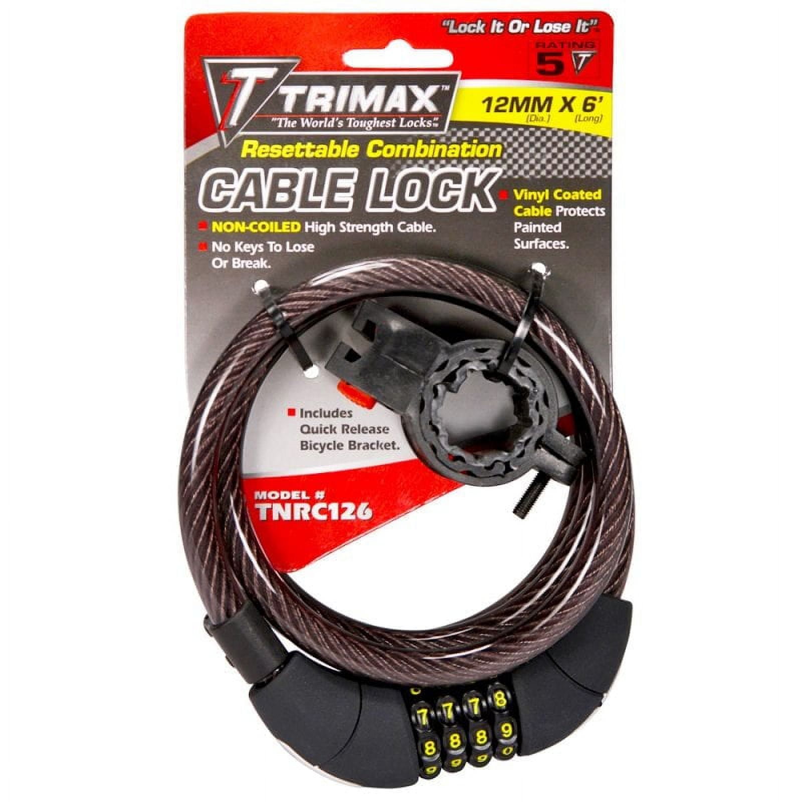 Trimax TNRC126 6' Non-Coiled Resettable Combination Cable Lock W ...