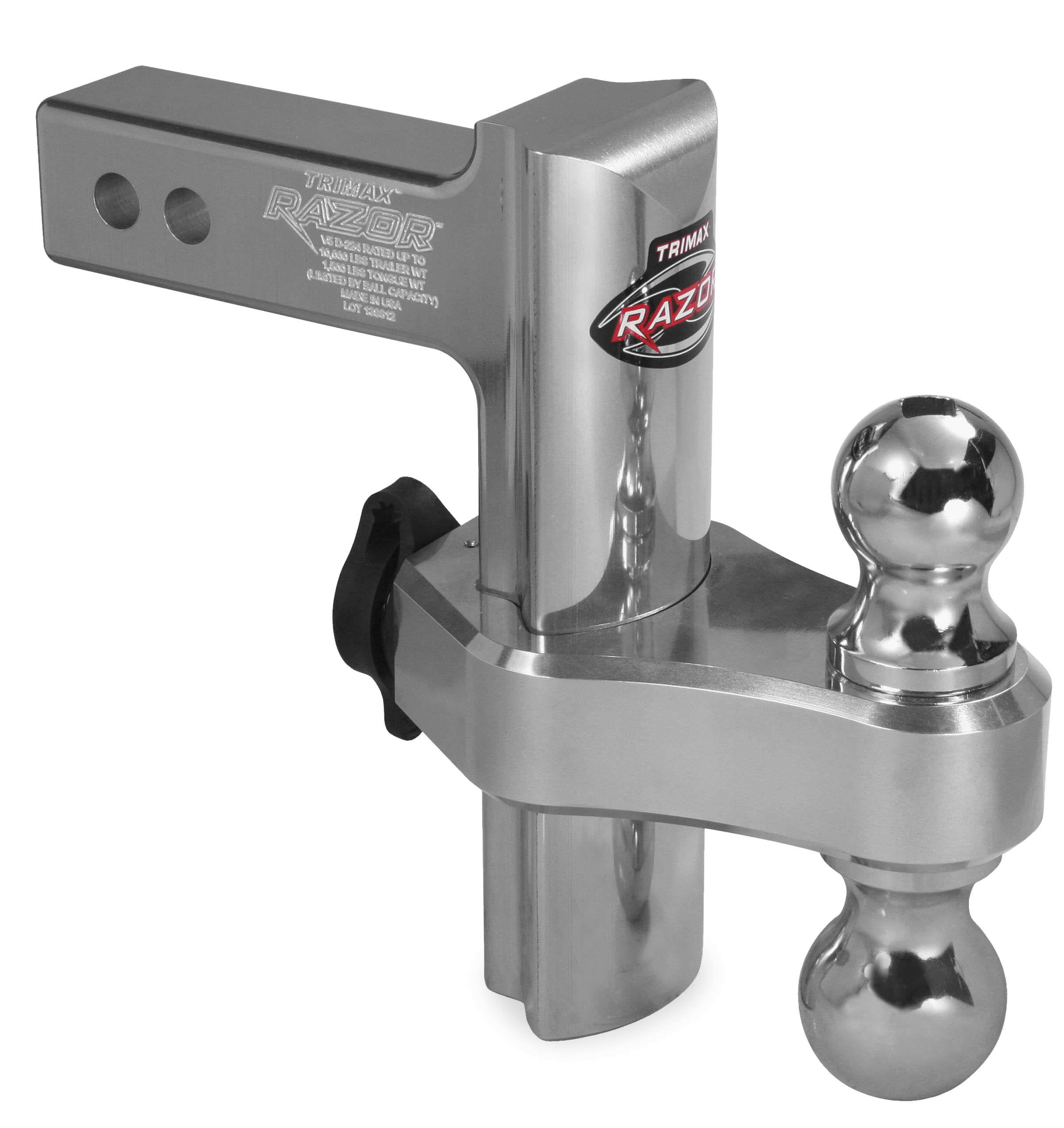 Trimax TRZ8AL Aluminum Dual Drop Hitch - 2in. & 2 5/16in. Chrome Balls ...