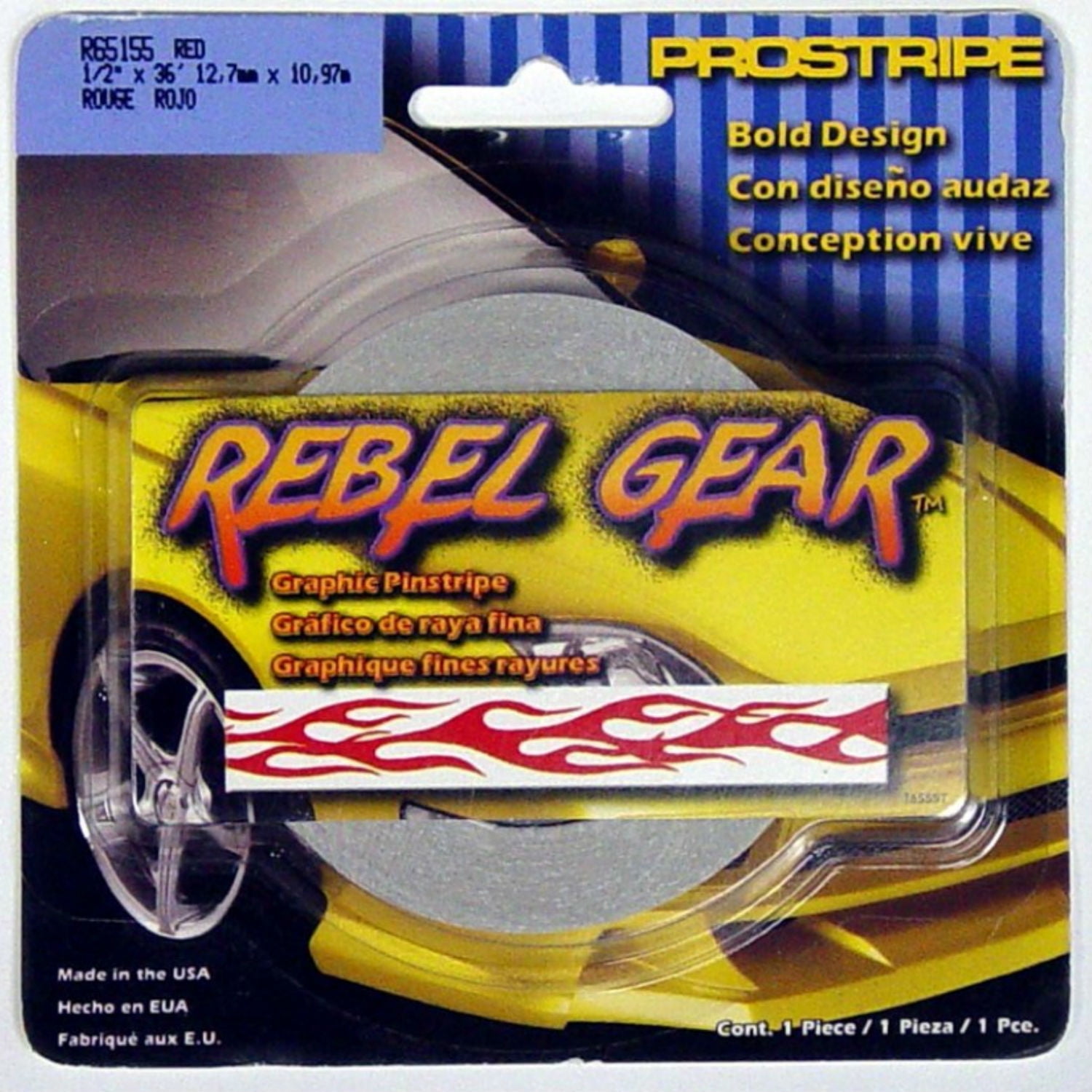 Trimbrite R65155 Rebel Gear Flame Red- 0.5 in. Width- 36 ft. Roll ...