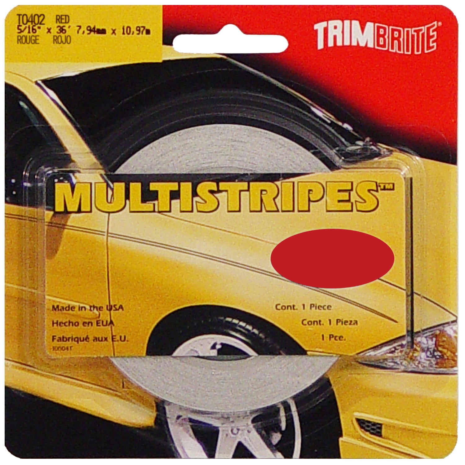 Trimbrite T0402 Pinstripe Tape 5/16 Inch Multistripe; Red; 36 Foot Length - Walmart.com