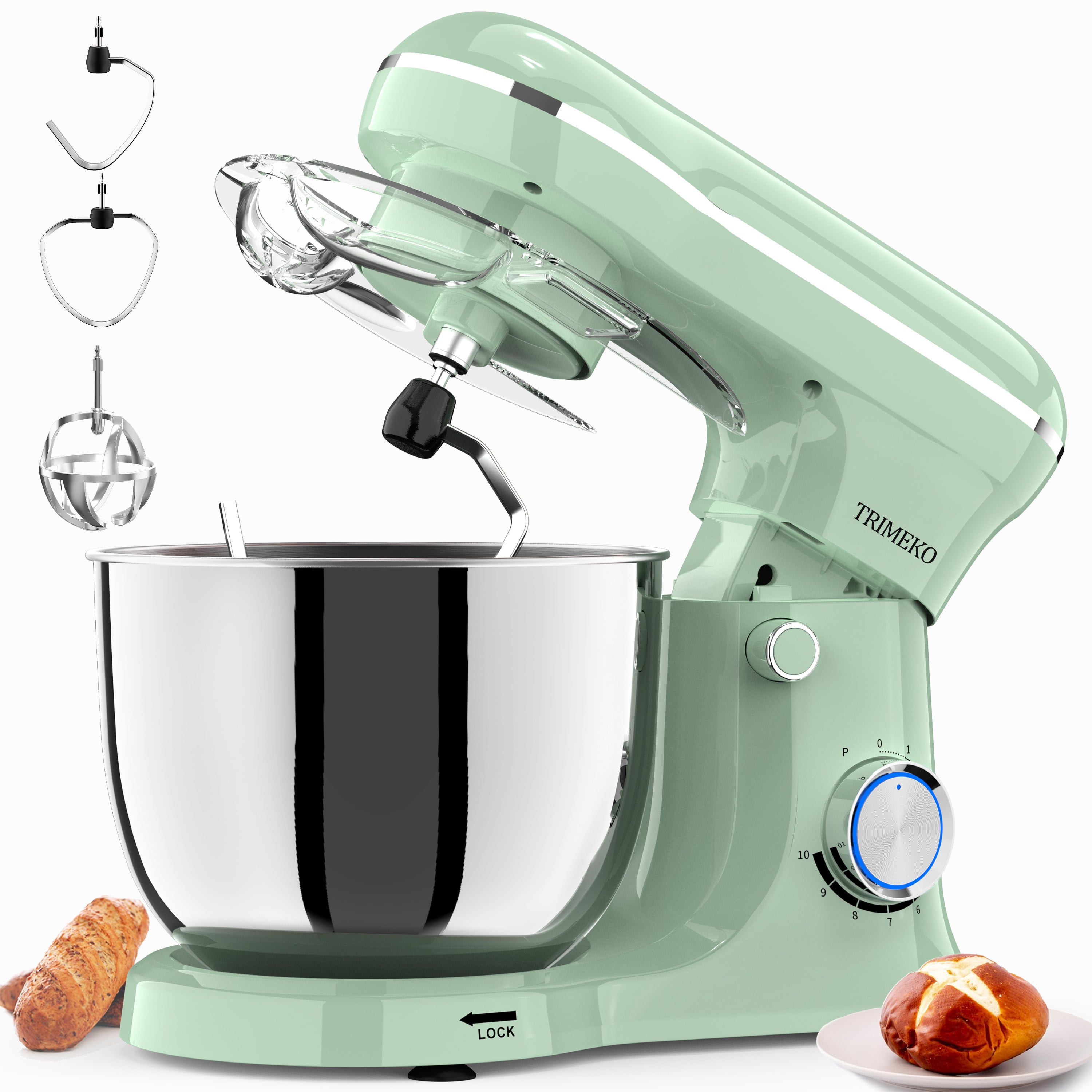Trimeko New 3-In-1 5.5Qt Stand Mixer with Whisk, Dough Hook, Mixing ...