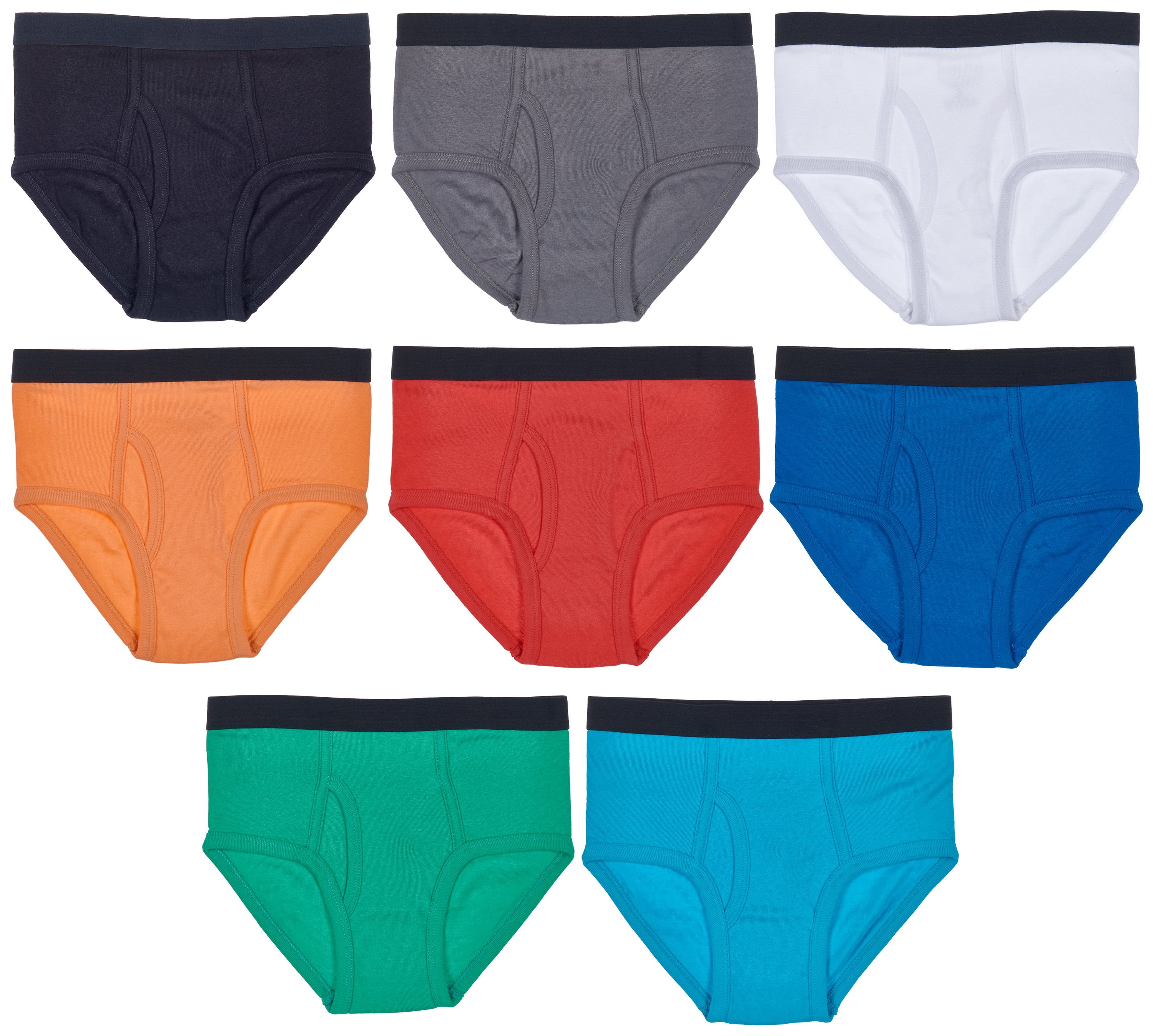 Trimfit Boys 8 Pack Multicoloured Basics Black Elastic Underpants ...