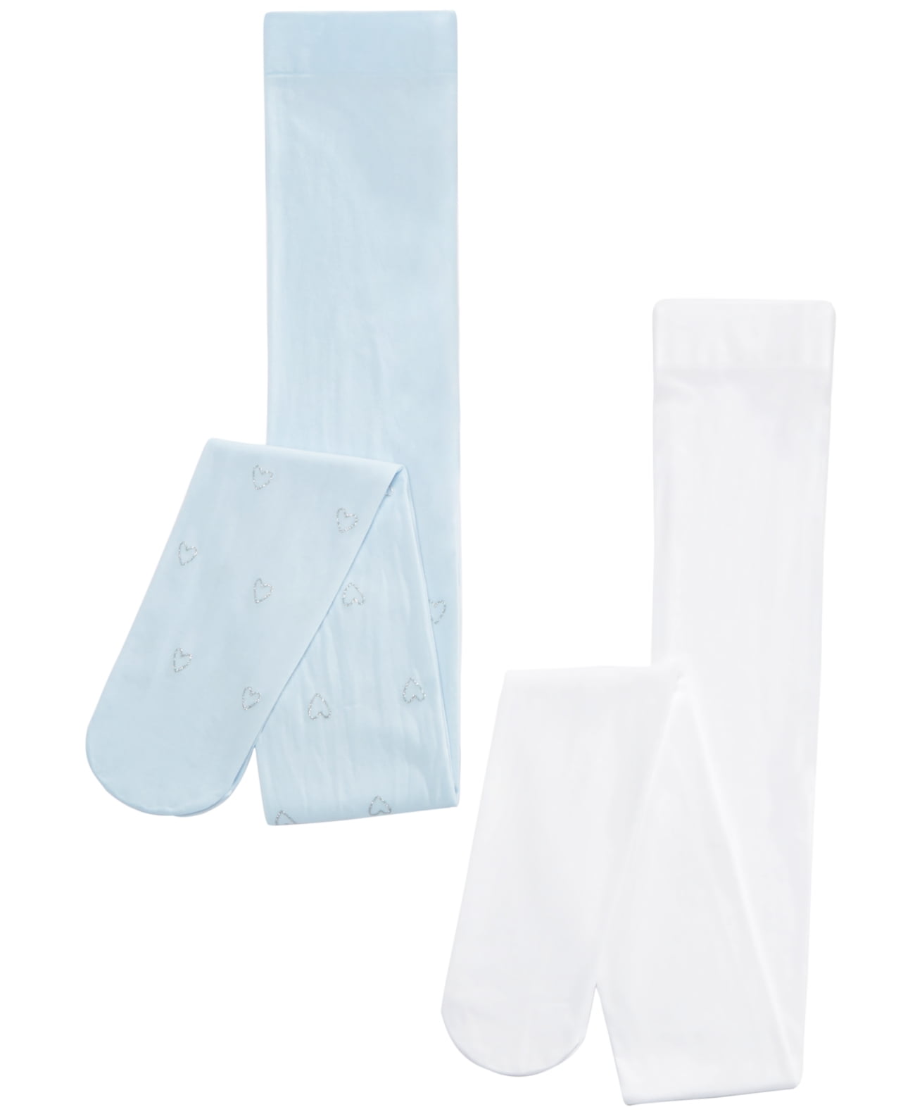 Trimfit Girls 2-Pk. Glitter Heart & Solid Tights, Blue/White, 4-6 ...