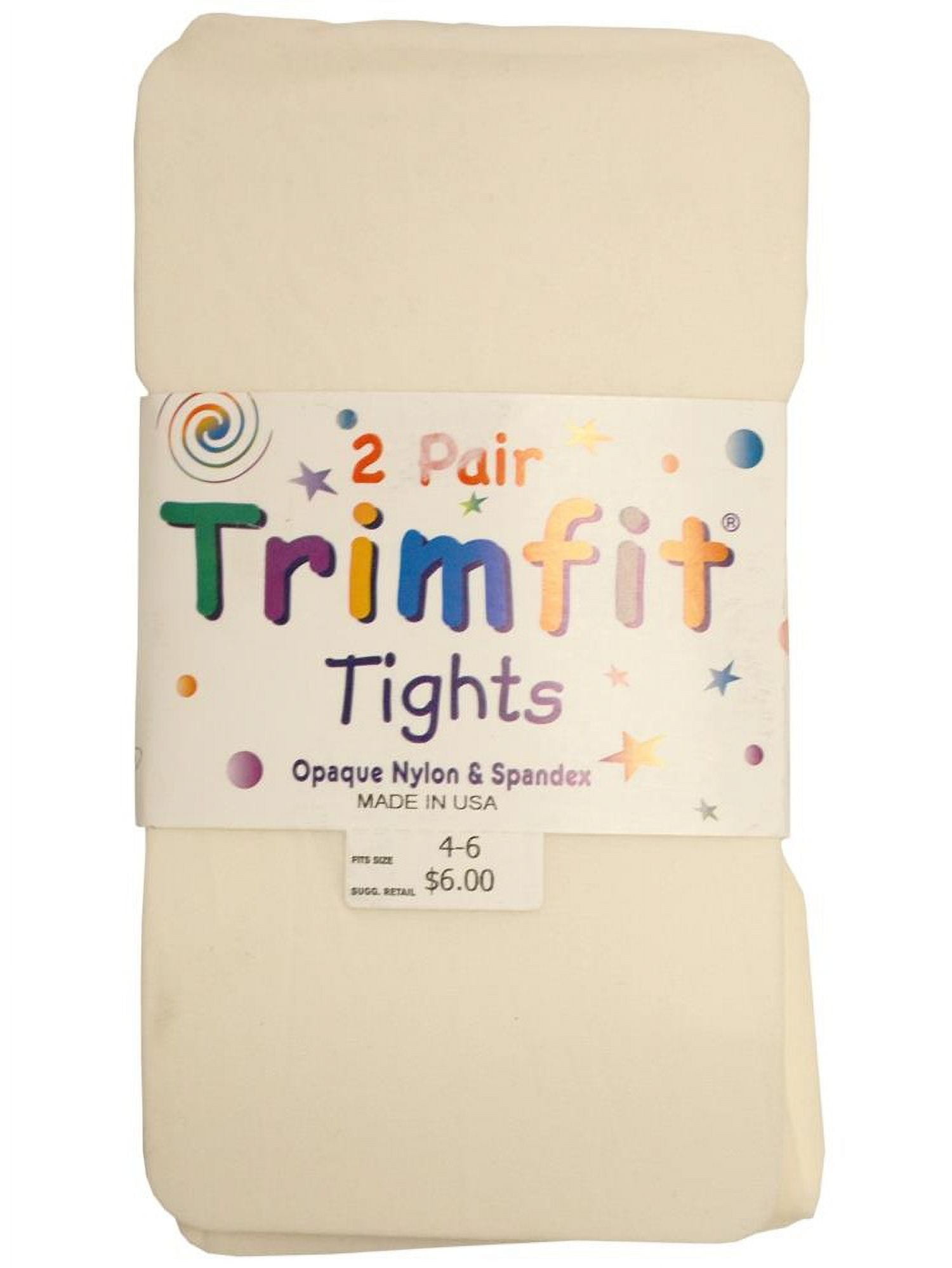 Trimfit Hosiery Girls 2-16 Lycra Tights - 2 Pack (Ivory 4-6) - Walmart.com