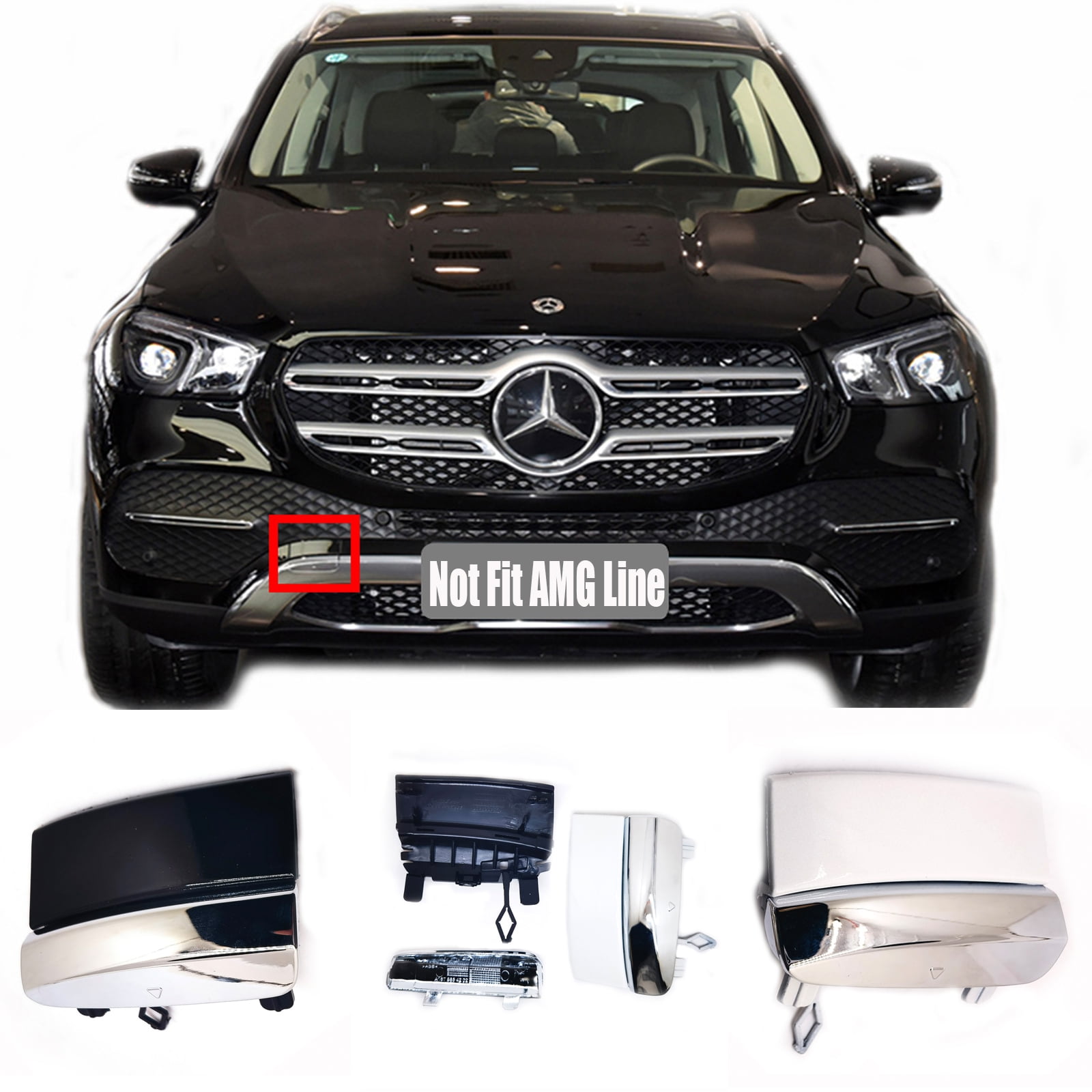 Trimla 2in1 Front Tow Cover for 20-23 Mercedes Benz GLE W167 Fit GLE300 ...