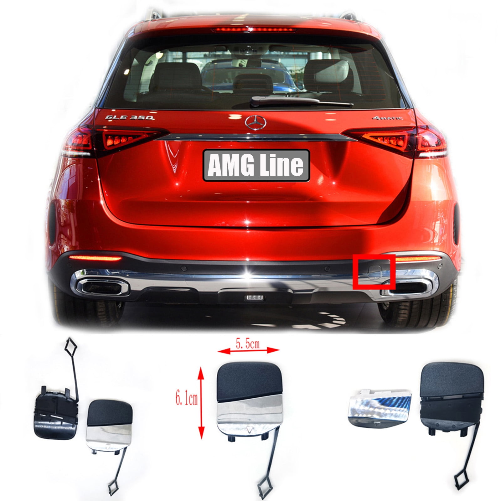 Trimla 2in1 Rear Tow Cover for 20-23 Mercedes Benz GLE W167 AMG Line ...