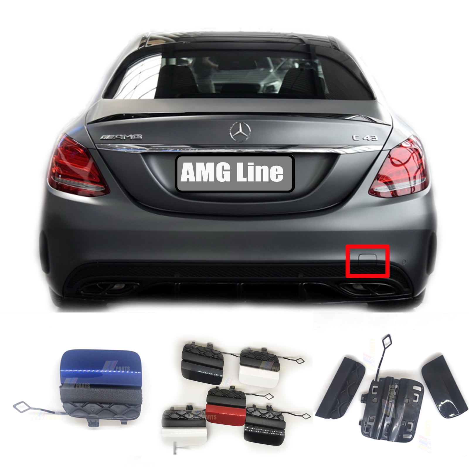 Trimla 3in1 Rear Tow Cover for Mercedes Benz C class W205 AMG Line Fit C180 C200 C220 C250 C260 ...