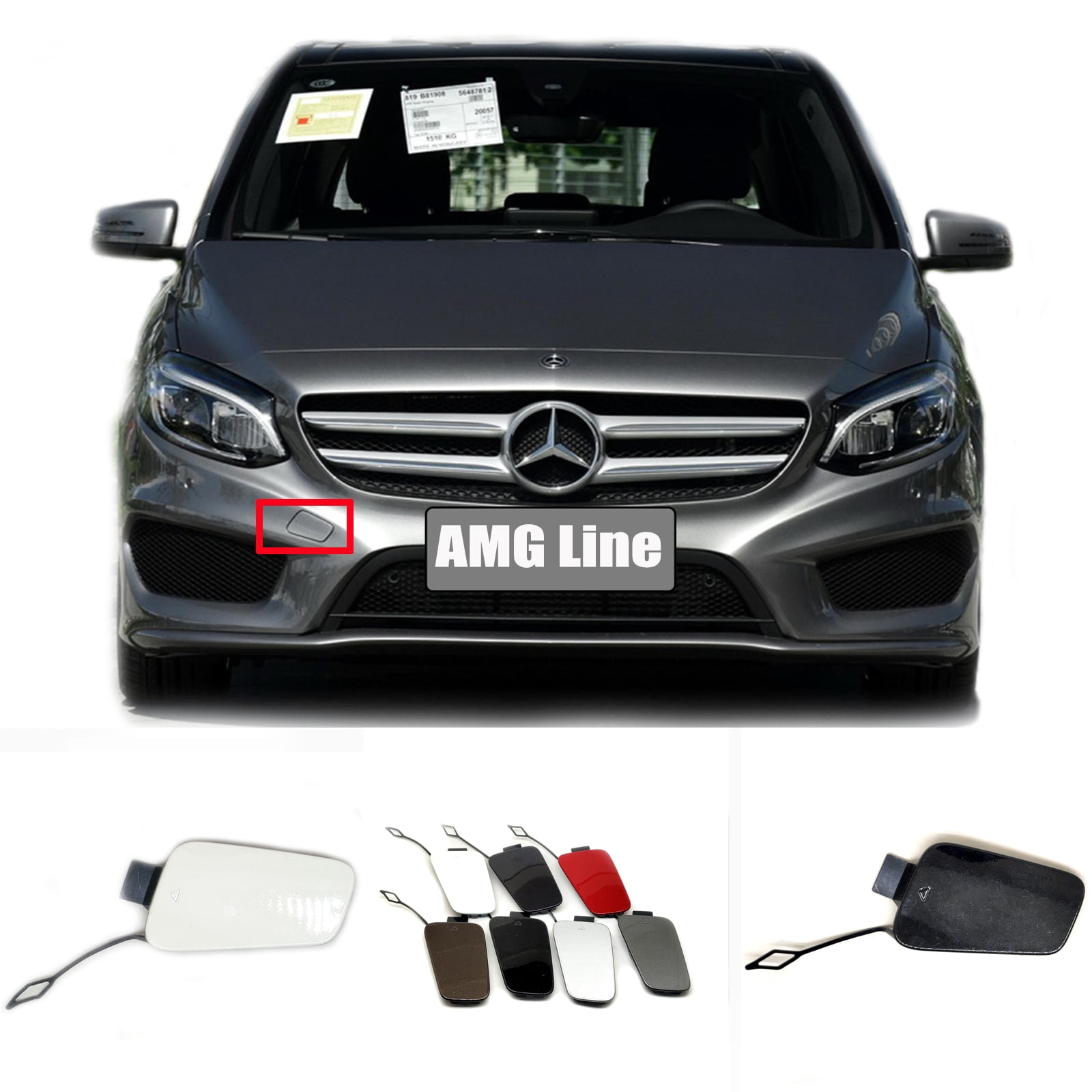 Trimla Front Tow Cover 15-19 for Mercedes-Benz B W246 AMG Line Fit B150 ...