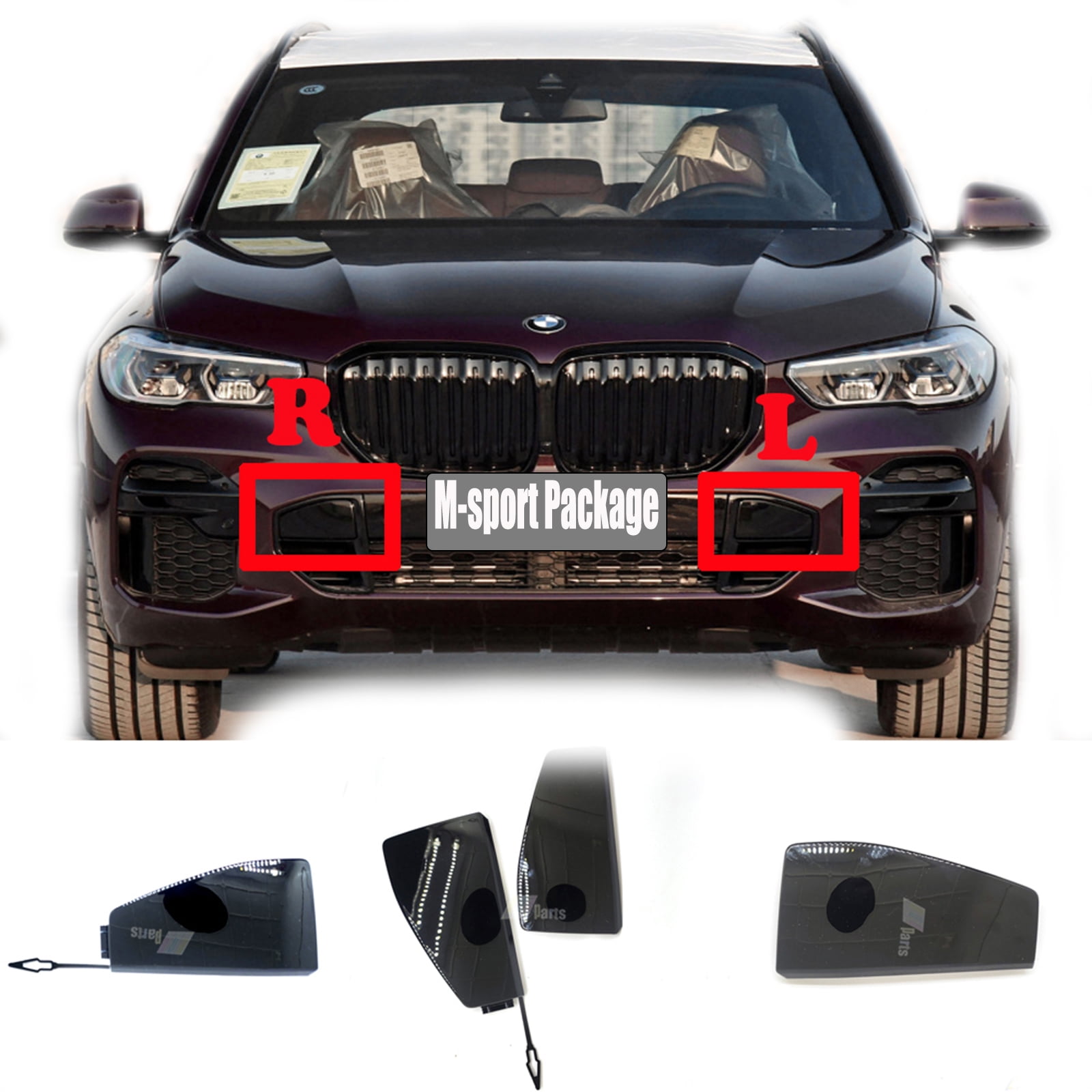 Trimla Front Tow Cover, Primer Finish, Fits 19-22 BMW X5 G05 M Aerodynamics Sport Package ...