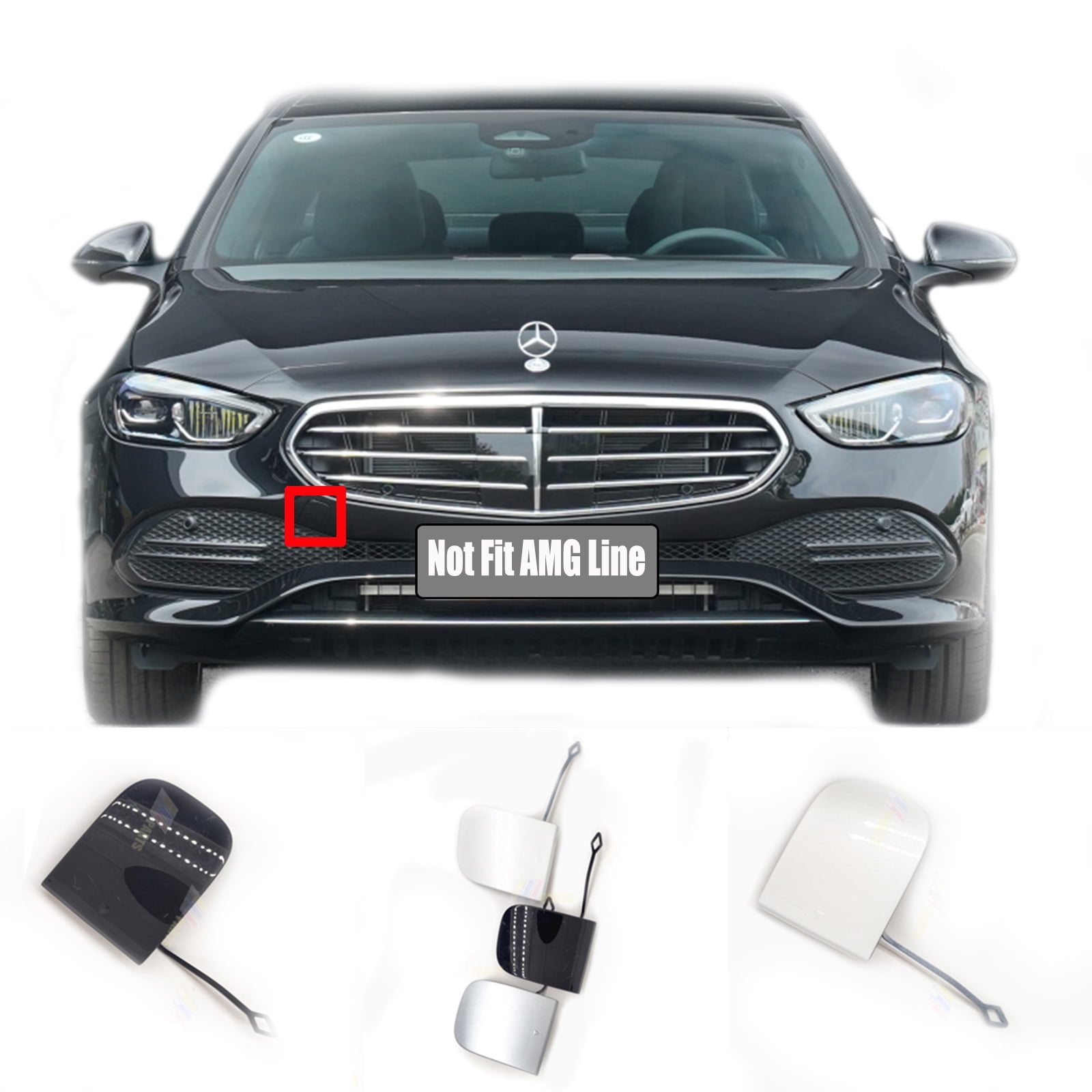 Trimla Front Tow Cover for 21-23 Mercedes-Benz C-Class W206 Fit C180 ...