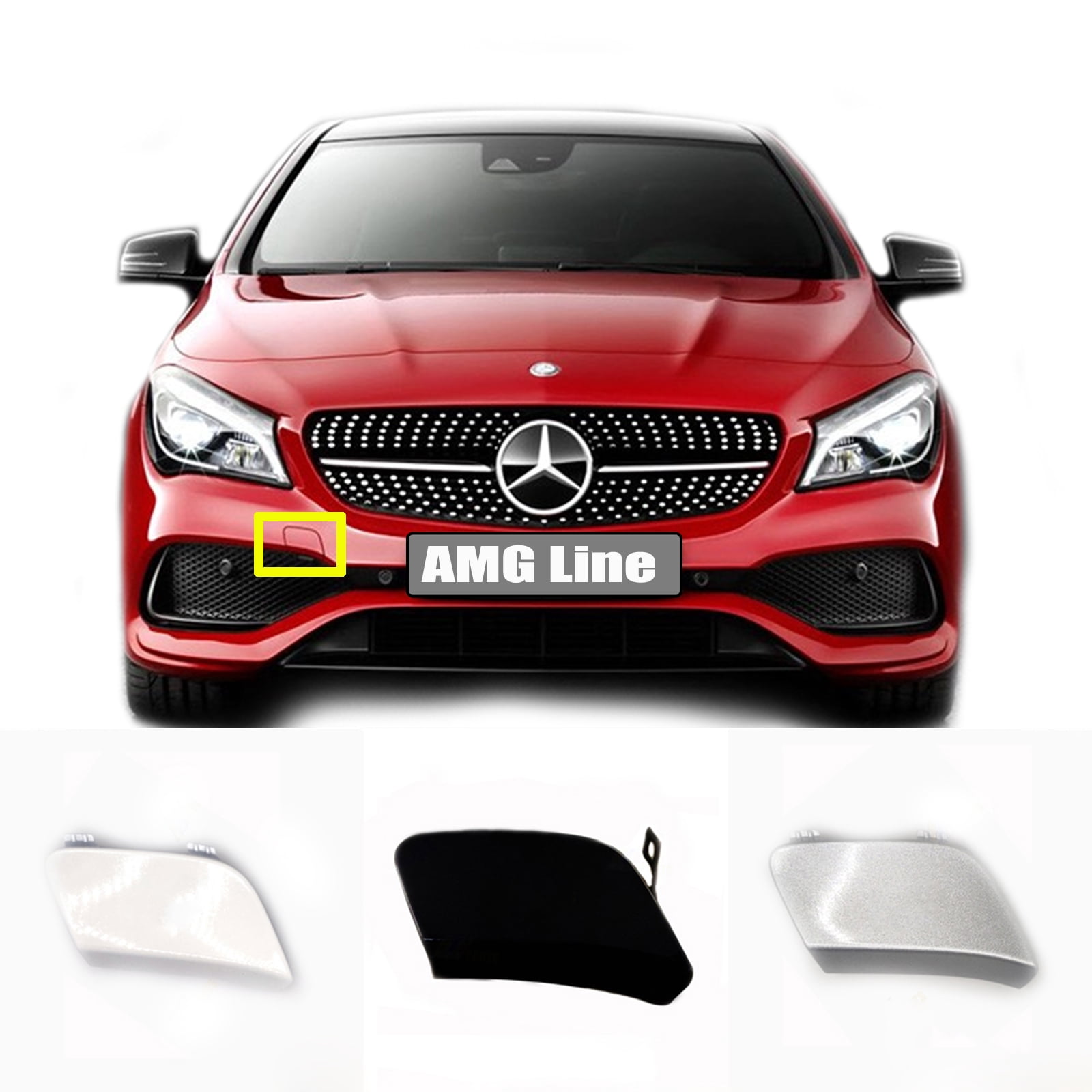 Trimla Front Tow Cover Fit 16-19 Mercedes-Benz CLA Coupe W117 Facelift ...