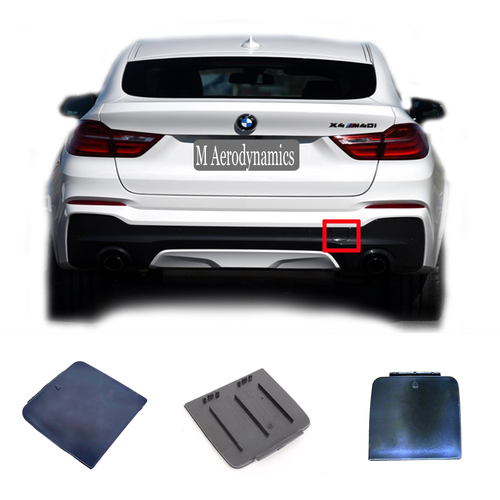 Trimla Rear Tow Cover for 14-17 BMW X4 F26 M Aerodynamics Sport Fit 20dX 20iX 28iX 30dX 35dX ...