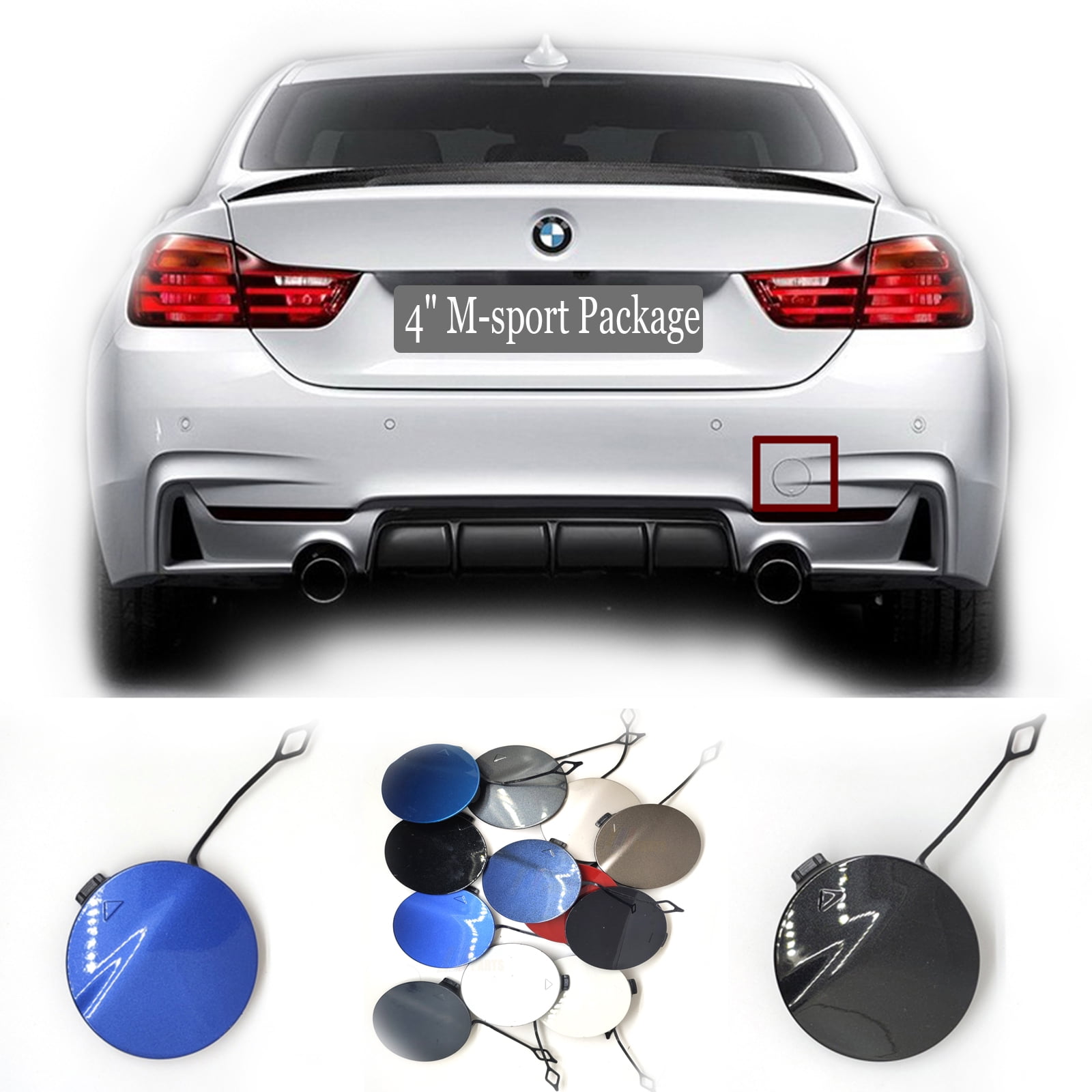 Trimla Rear Tow Cover for 14-19 BMW 4 Series M-Sport F32 Coupe F33 F36 ...