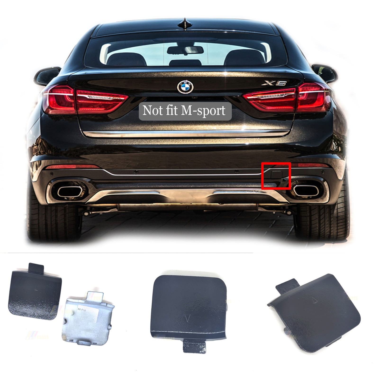 Trimla Rear Tow Cover for 15-19 BMW X6 F16 Fit 28iX 30dX 35iX 40dX 50iX xDrive sDrive 2015 2016 ...