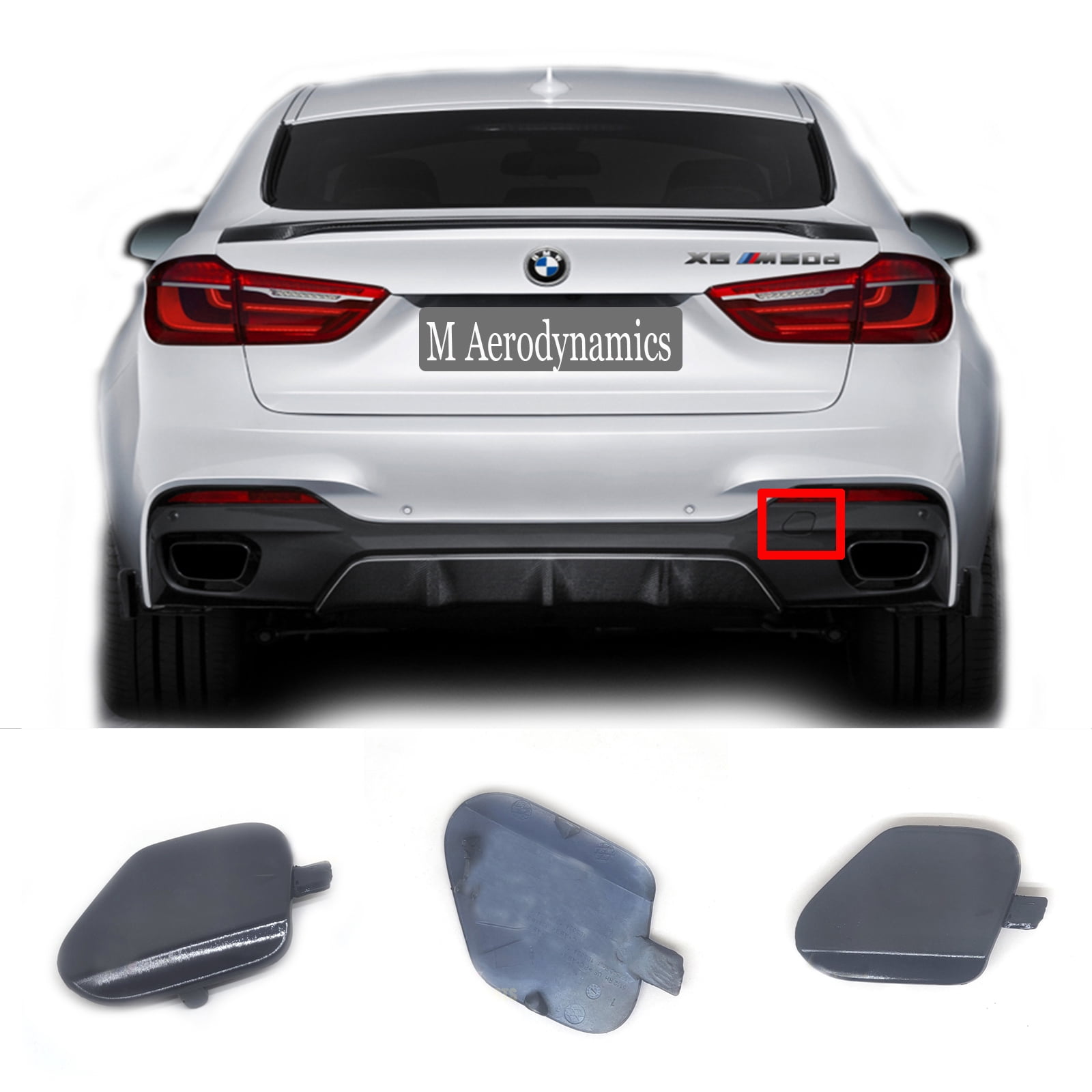 Trimla Rear Tow Cover for 15-19 BMW X6 M Aerodynamics Sport F16 Fit ...