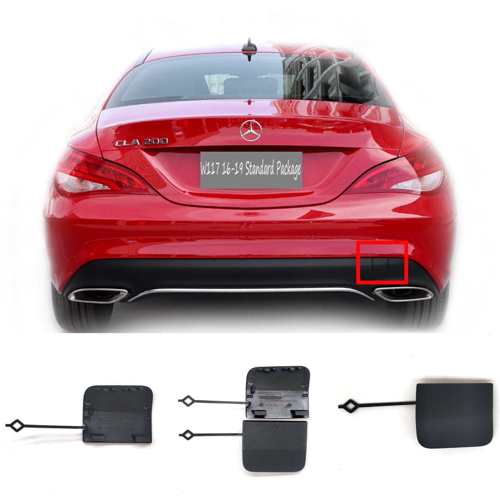 Trimla Rear Tow Cover Fit 16-19 Mercedes Benz CLA Coupe W117 Facelift ...