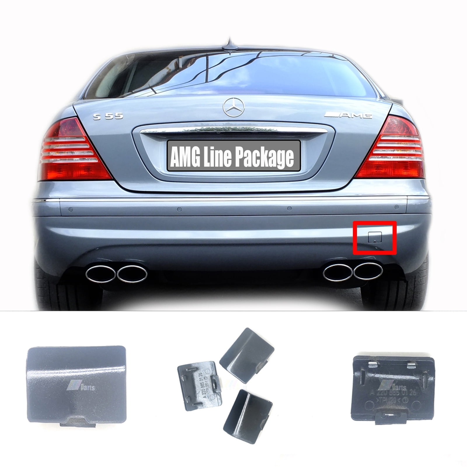 Trimla Rear Tow Cover Fit 98-06 Mercedes Benz S W220 AMG Line S320 S350 ...