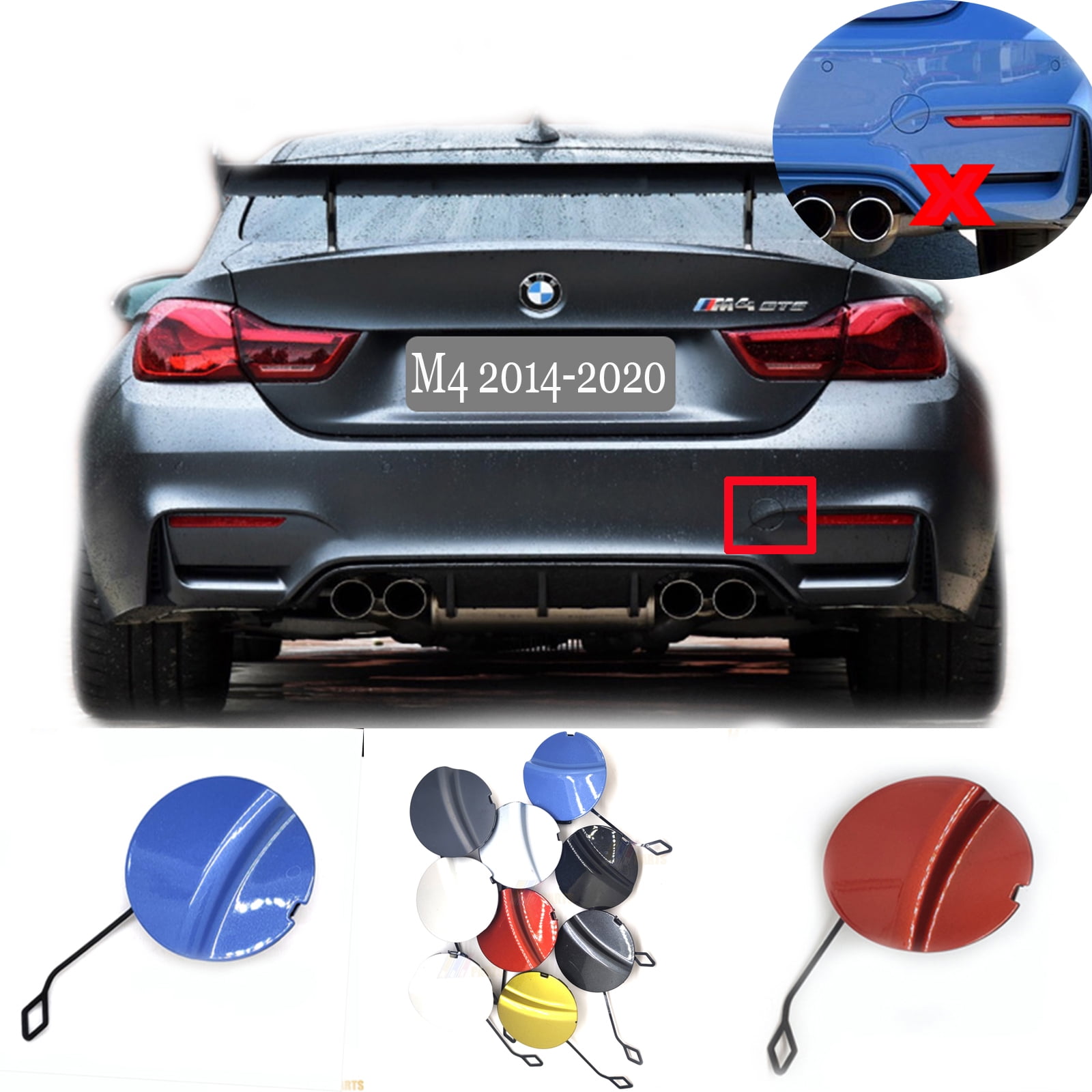 Trimla Rear Tow Cover for 14-20 BMW M Series M3 F80 Sedan 2014 2015 ...