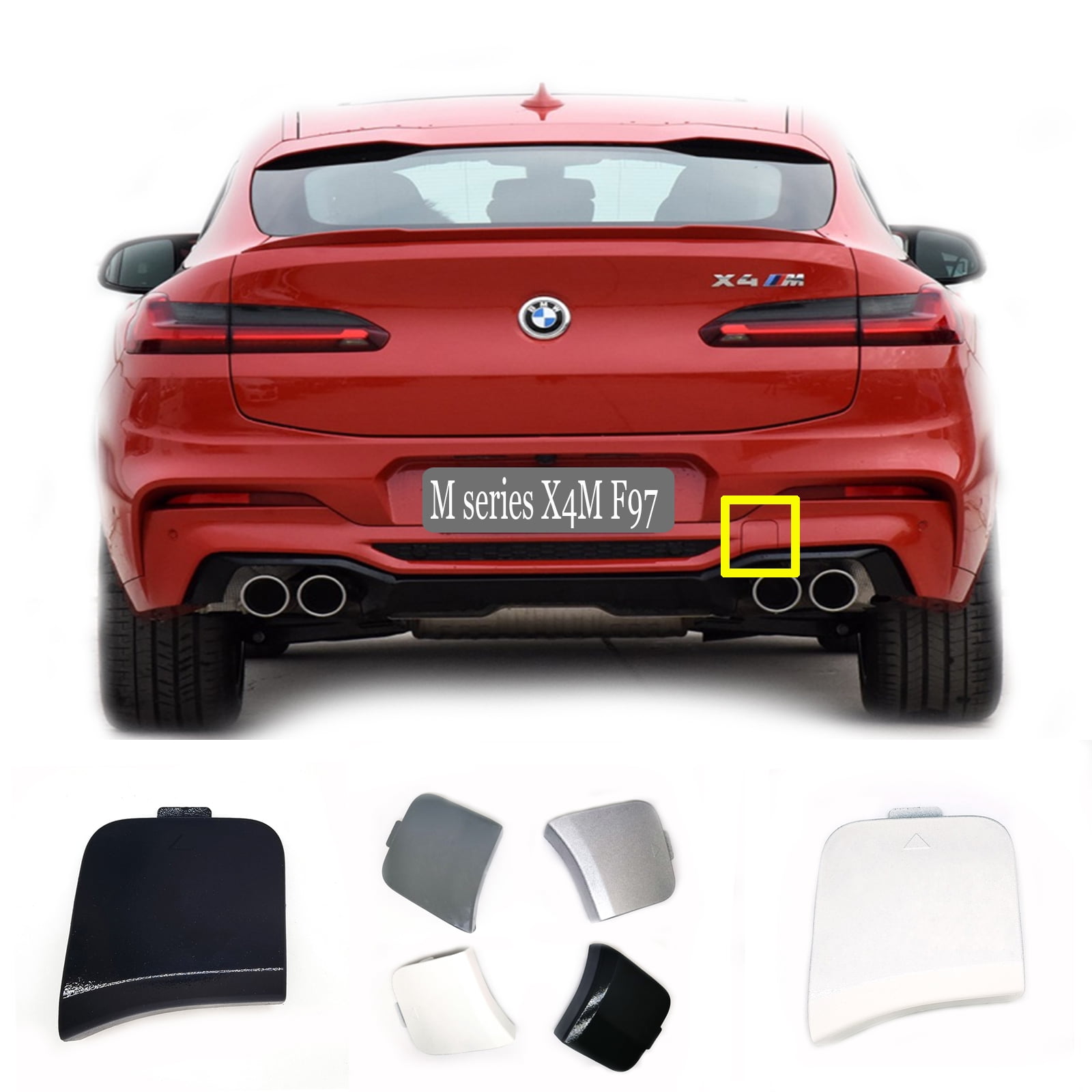 Trimla Rear Tow Cover for 19-21 BMW M series X4M X4 M F98 2019 2020 2021 SAV bumper Towing Hook ...