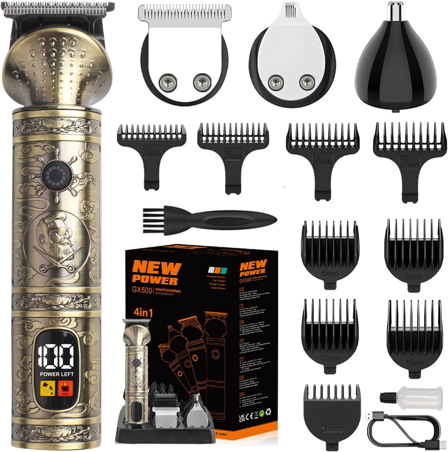 Trimmer Kit Professional Hair Clipper Zero Gapped T-Blade Electric ...