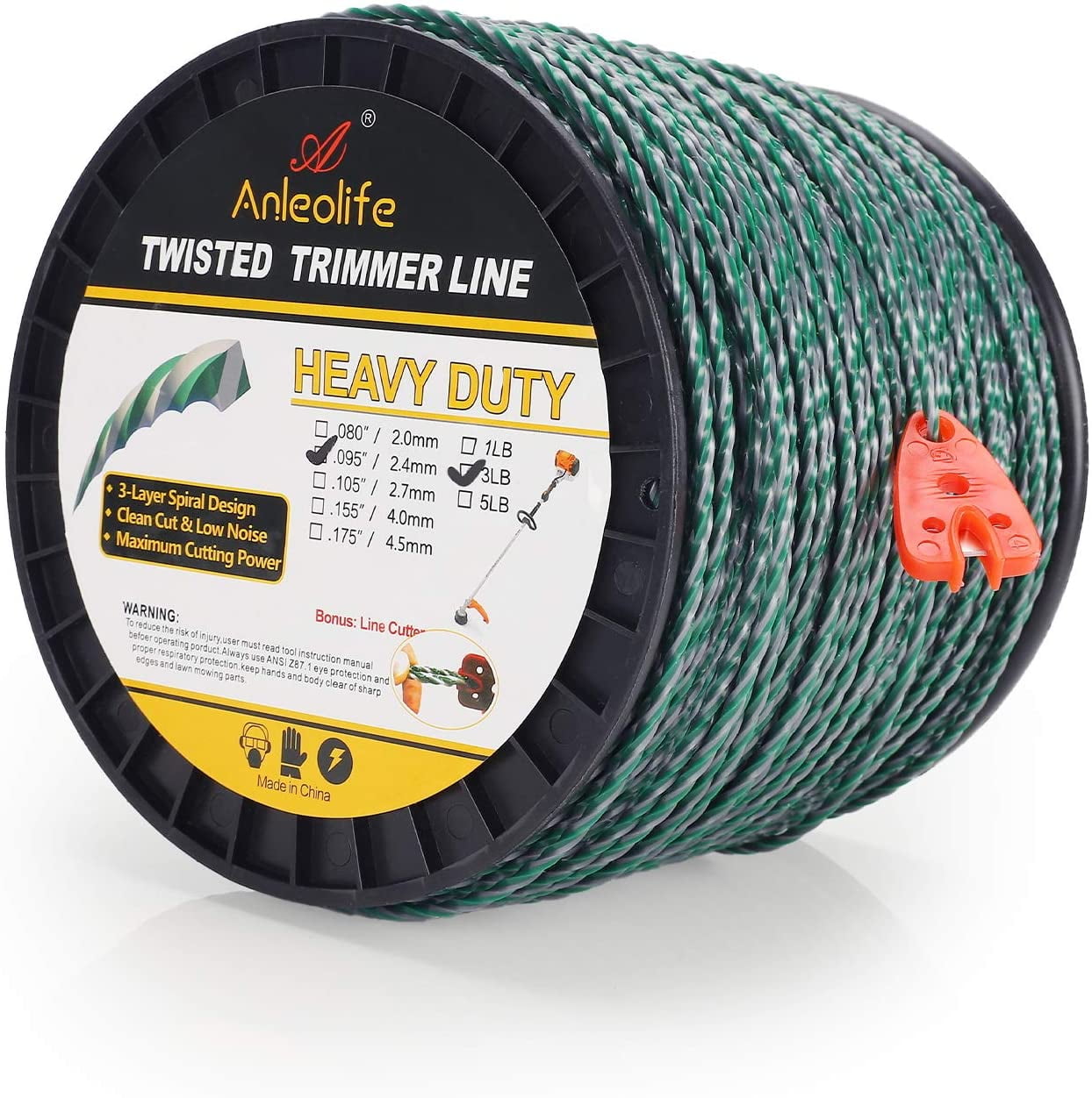 Trimmer Line Spool 3-Pound Heavy Duty Twisted .095-inch-by-1181-ft Dual ...